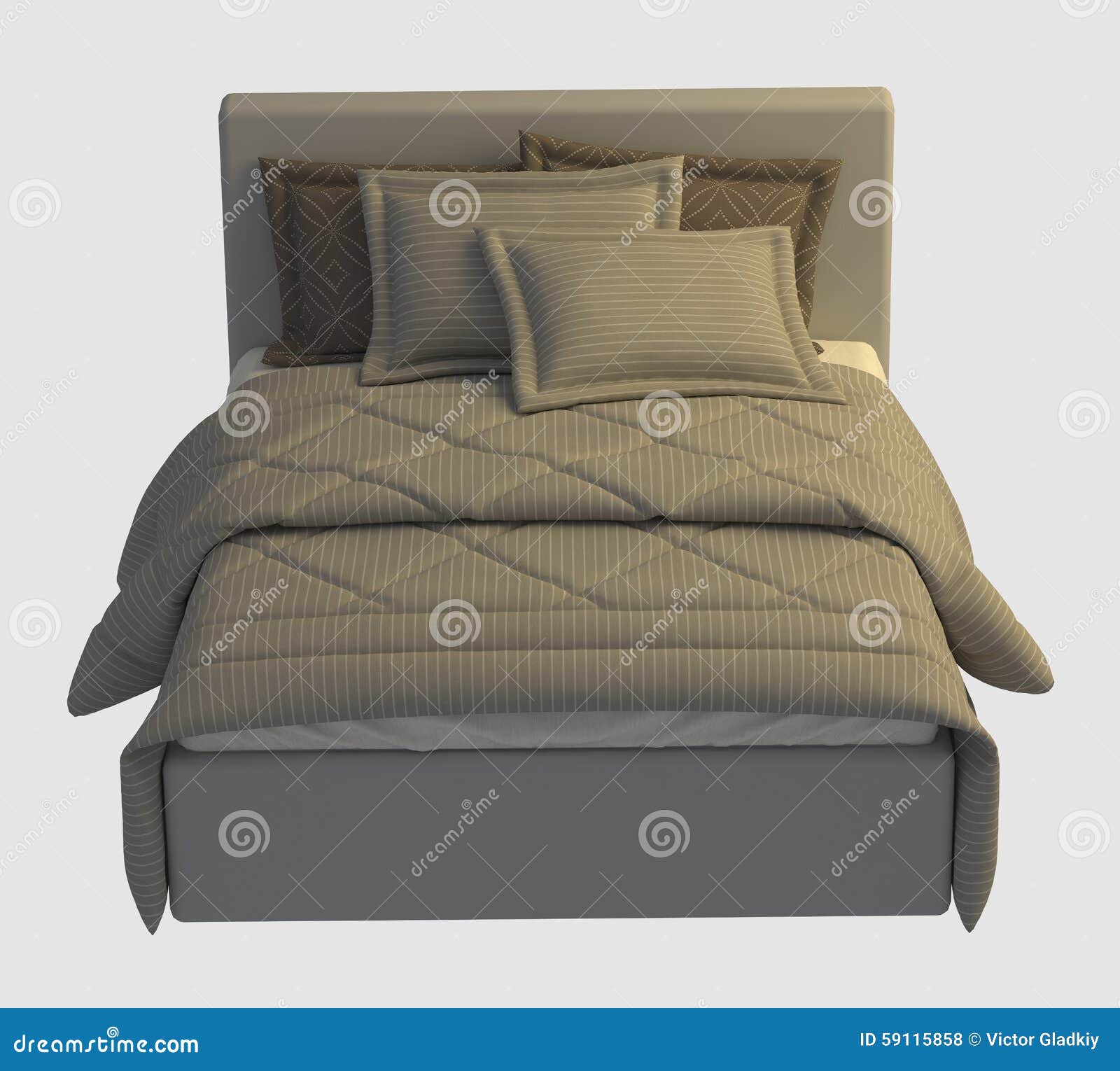 Bed Photorealistic Render on White Stock Illustration - Illustration of ...