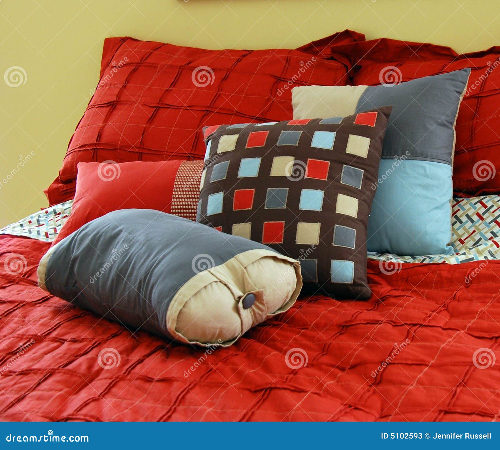 Bed with Pillows stock image. Image of interior, design - 5102593