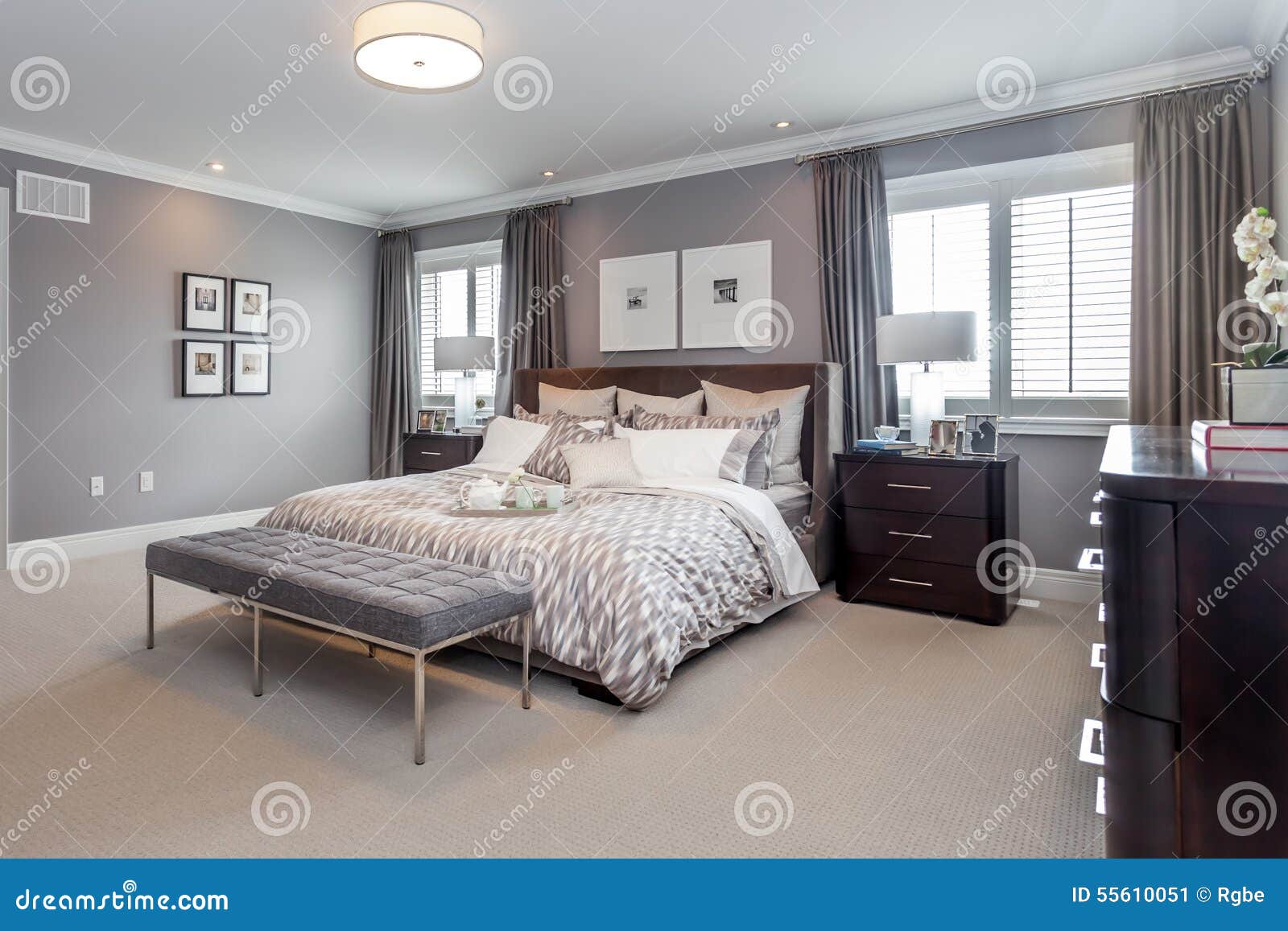 Bed room stock image. Image of view, comfortable, design - 55610051