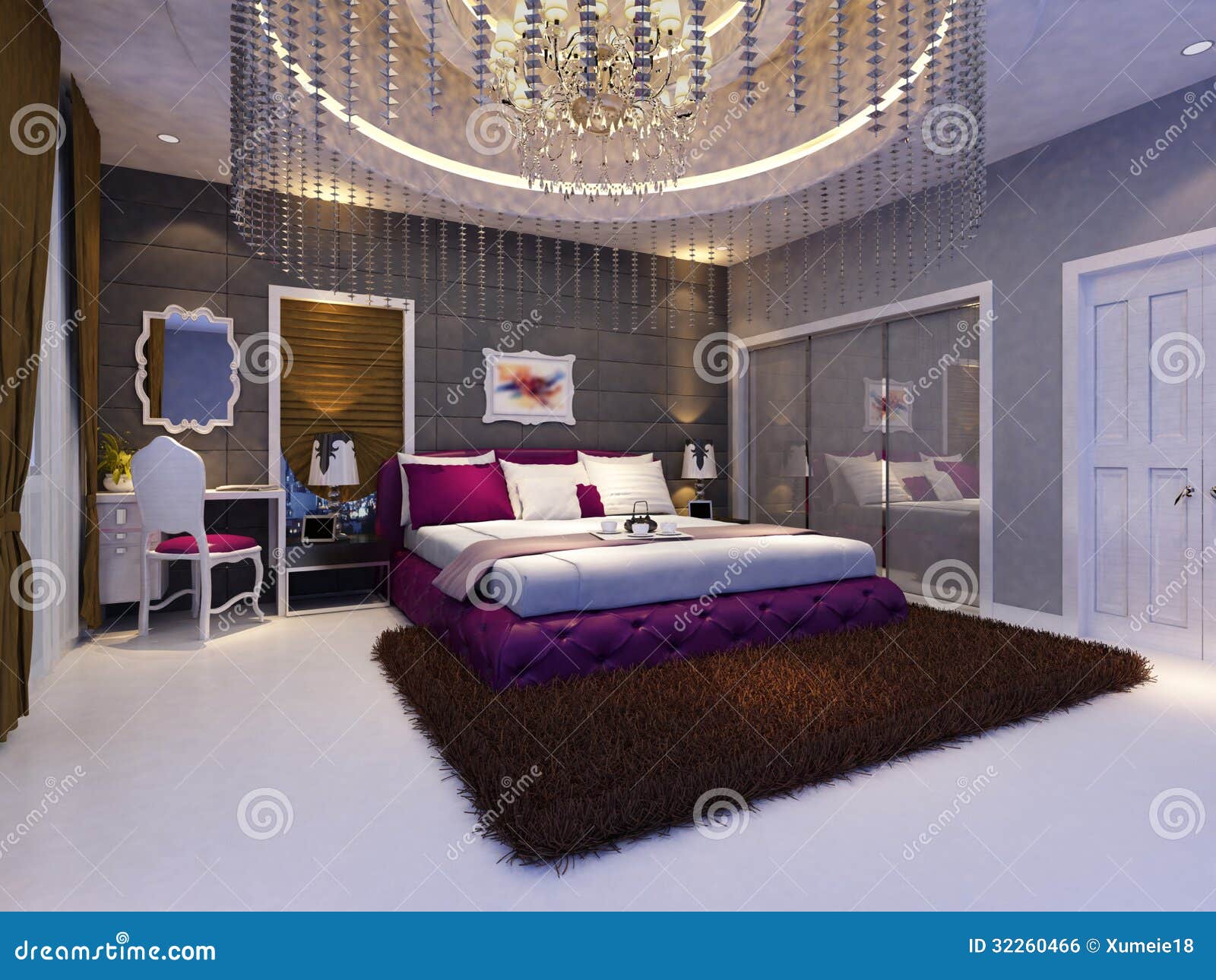 Bed room stock illustration. Illustration of house, rendering - 32260466
