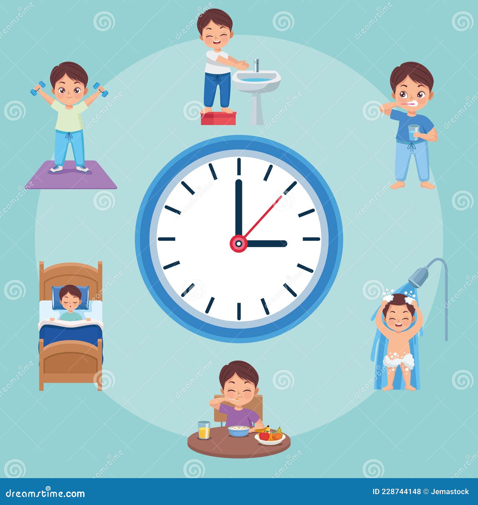 Daily Routine Of Kids Infographic,illustration. | CartoonDealer.com ...