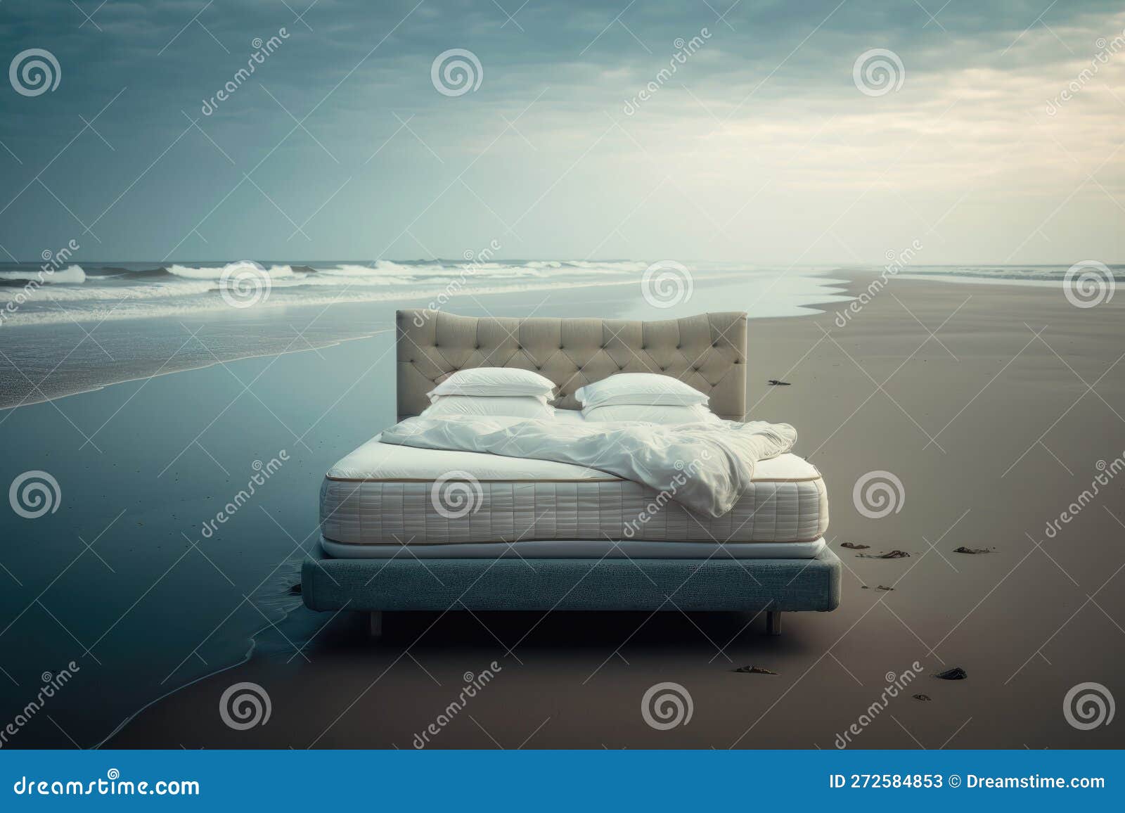 Bed by the Sea. Creative Design Concept. Ai Generation Stock ...