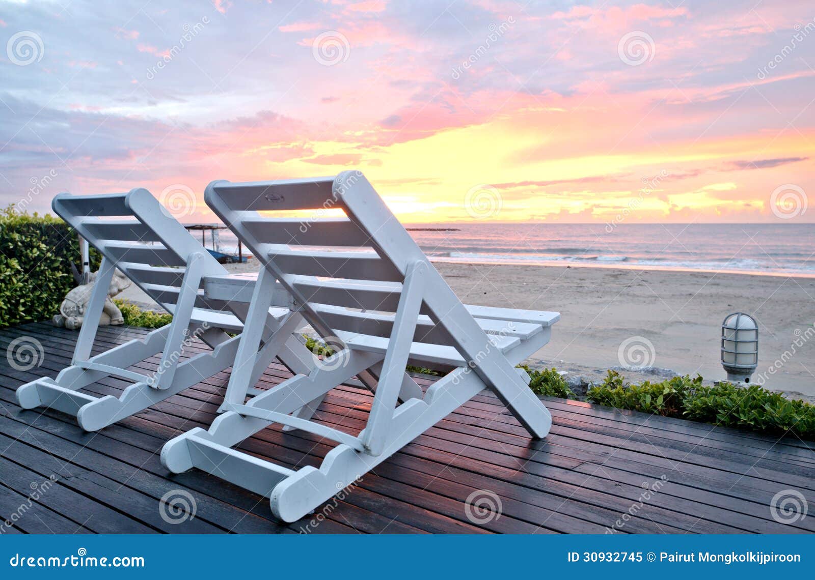 Bed Seaside Pool Near Sunset. Stock Image - Image of summer, sunrise ...