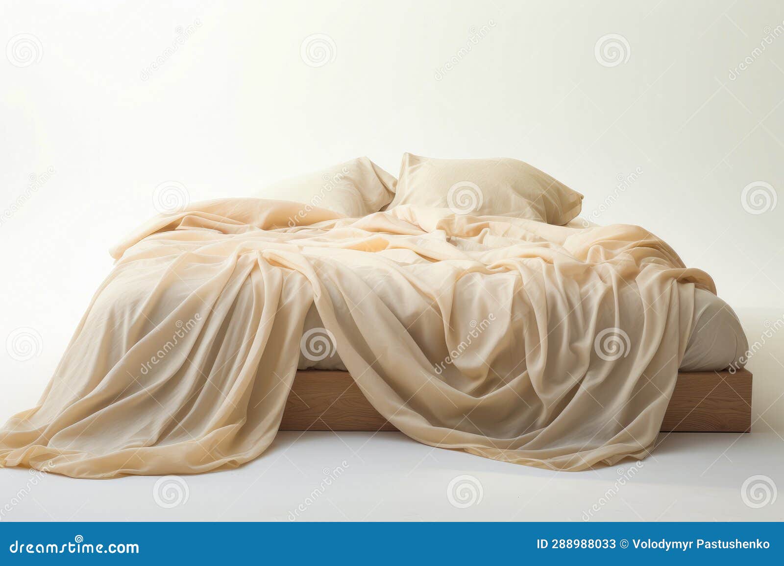 Bed with Sheet Draped Over it and Pillow on Top of it. Generative AI ...