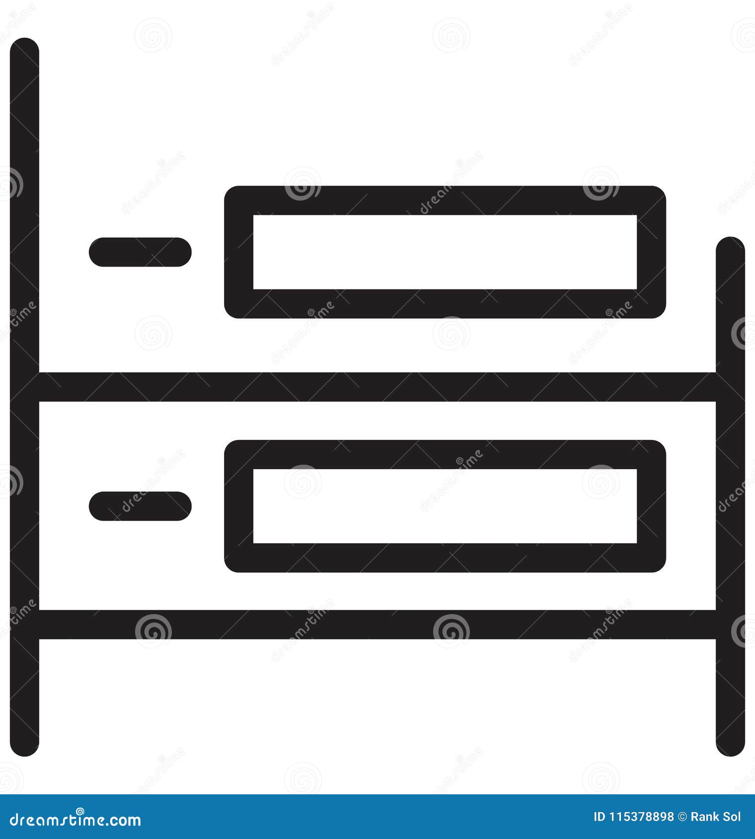 Bed Single Line Vector Illustration Stock Vector - Illustration of ...