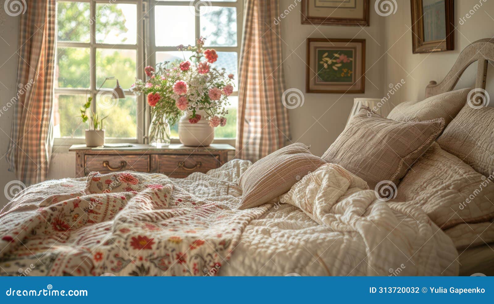 Bed Sitting Next To Window in Bedroom Stock Photo - Image of sleep ...