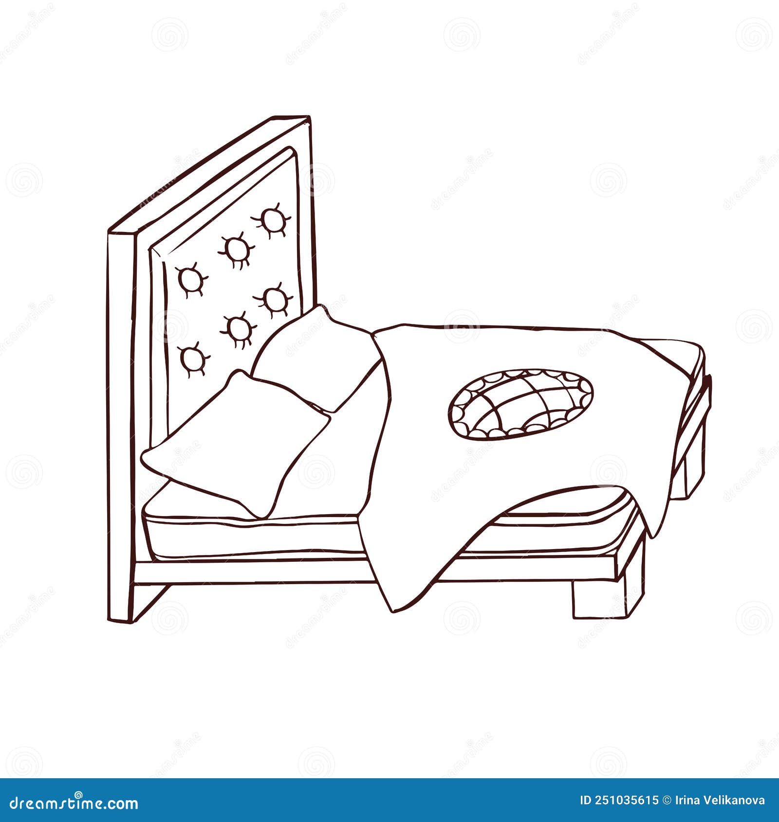 Bed for Sleep Outline Monochrome Stock Vector - Illustration of ...