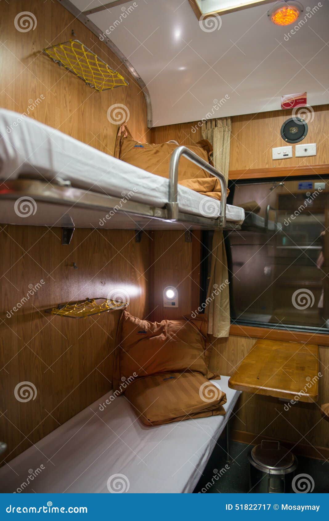 Sleeper Train Compartment Bunk Bed With Curtain Royalty-Free Stock ...