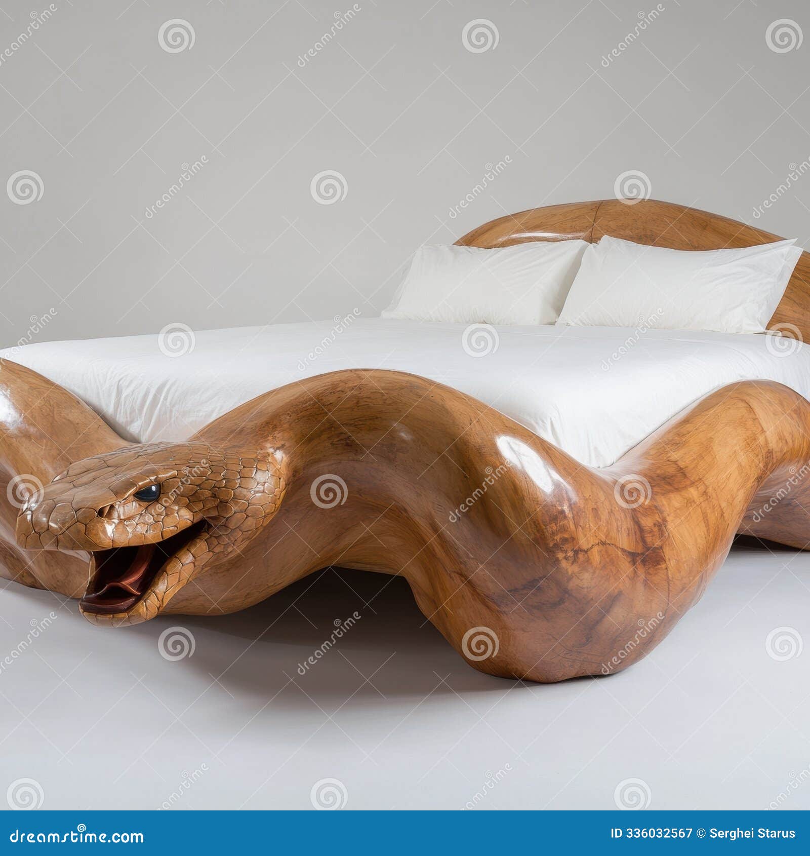 A Bed with a Snake Head on the Top of it, AI Stock Image - Image of ...