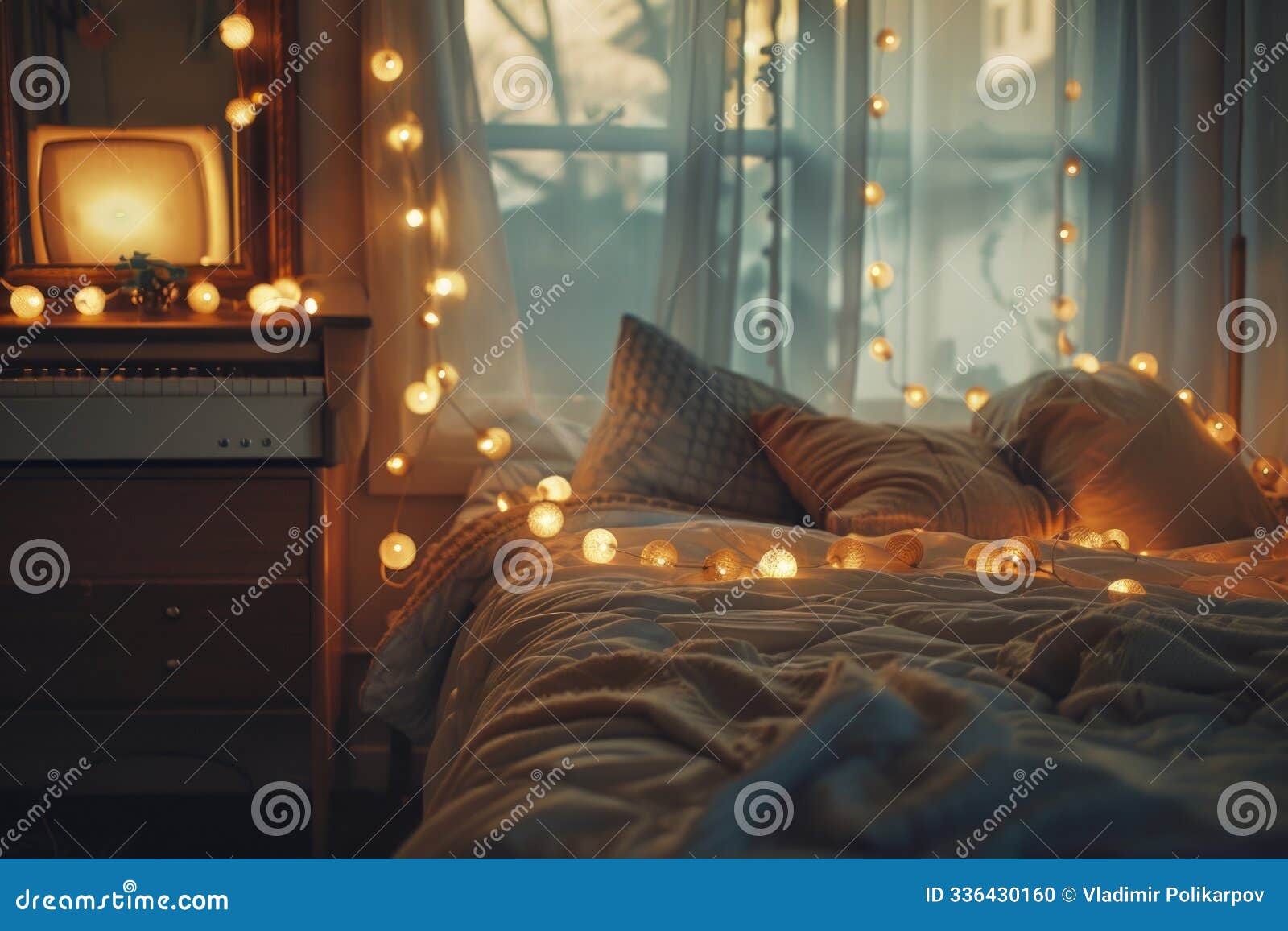 A Bed Surrounded by Multiple Light Sources, Often Used in Interior ...