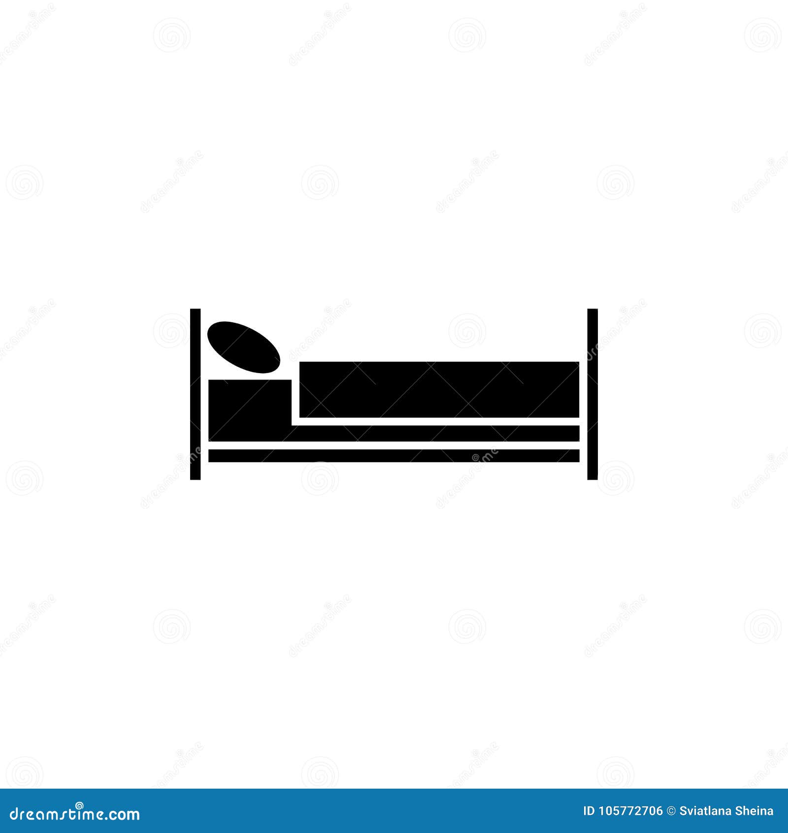 Bed symbol icon stock vector. Illustration of bedding - 105772706