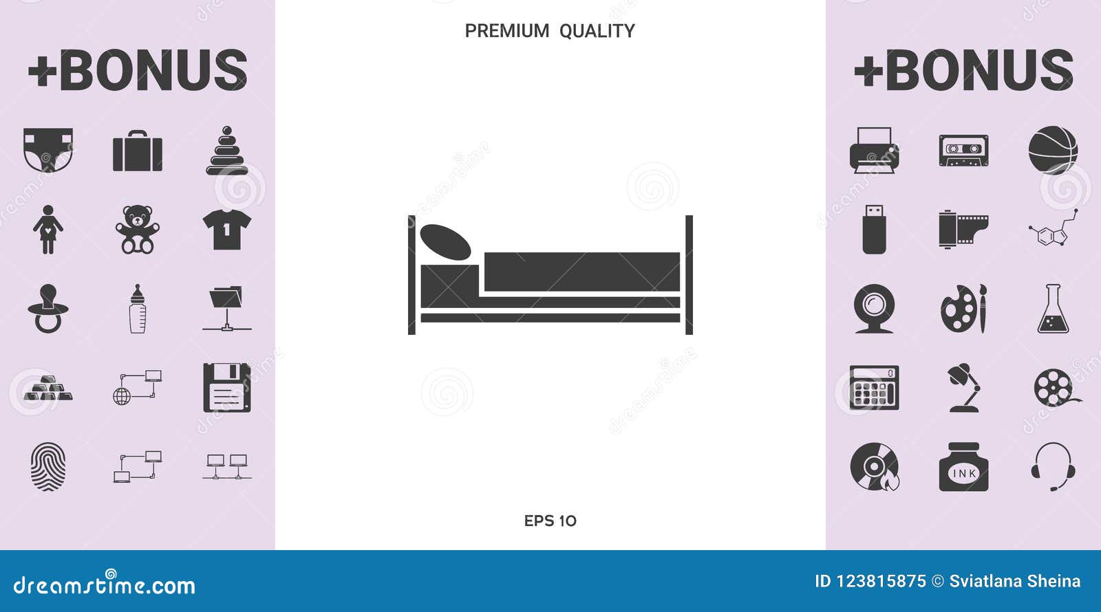 Bed symbol icon stock vector. Illustration of bedding - 123815875