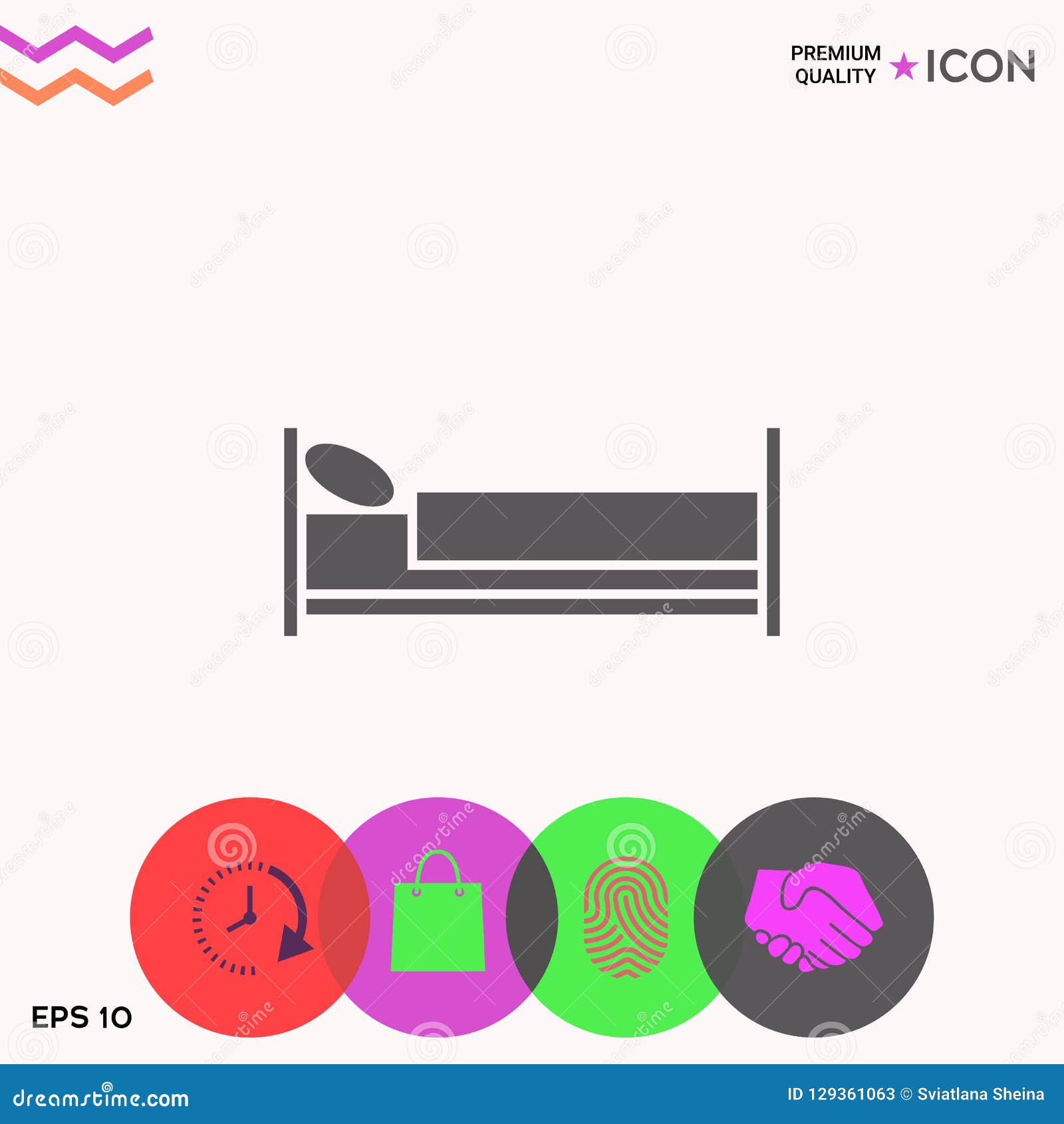 Bed symbol icon stock vector. Illustration of outline - 129361063