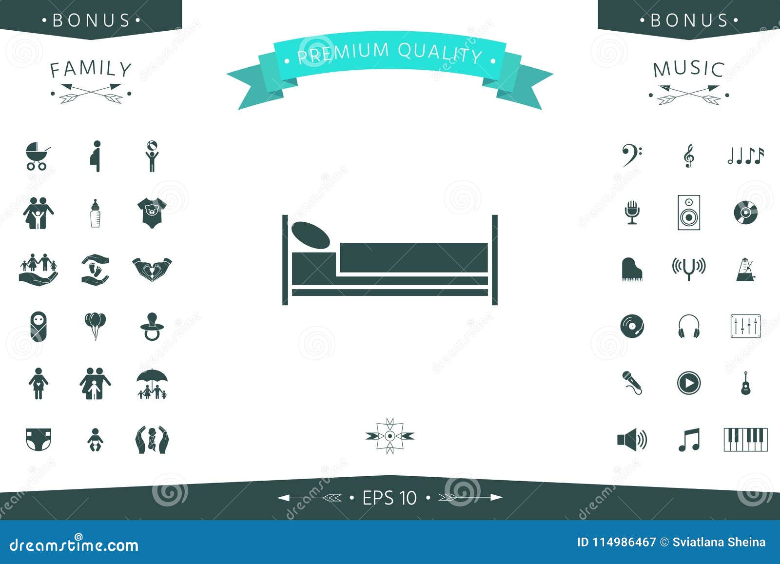 Bed symbol icon stock vector. Illustration of rest, bedroom - 114986467