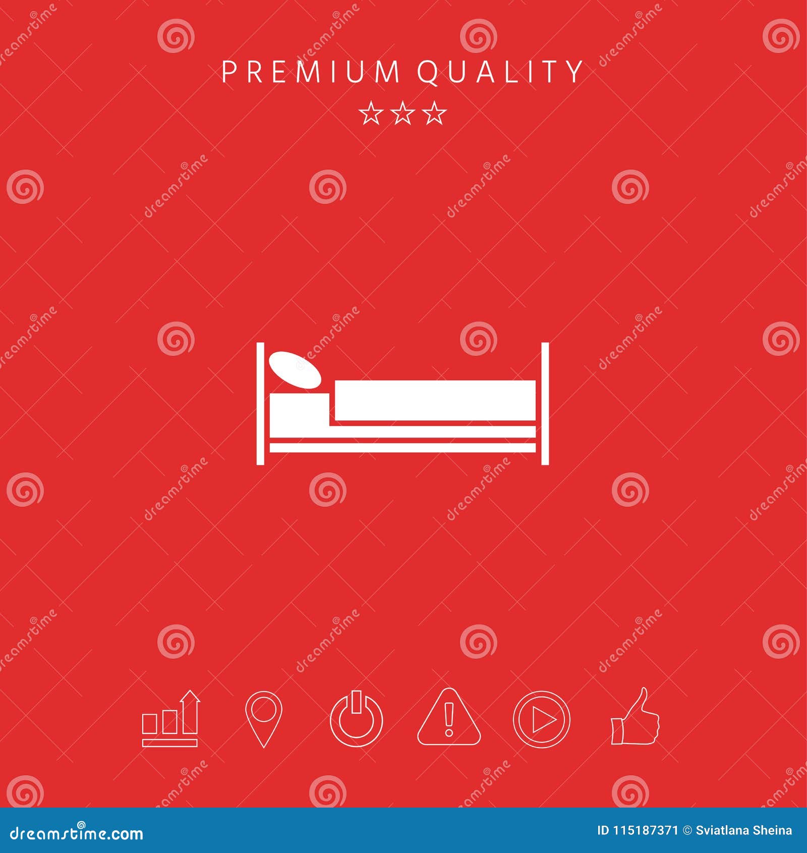 Bed symbol icon stock vector. Illustration of icon, night - 115187371