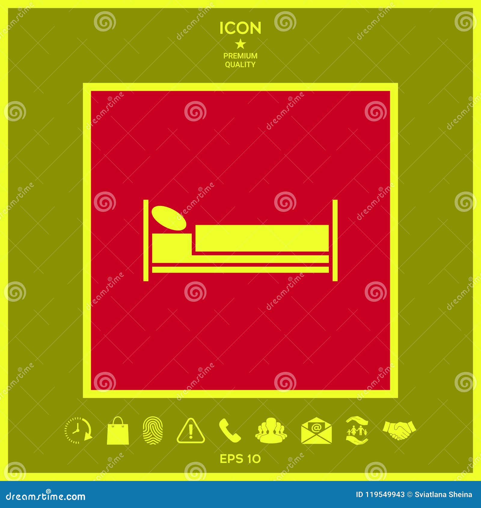 Bed symbol icon stock vector. Illustration of pillow - 119549943