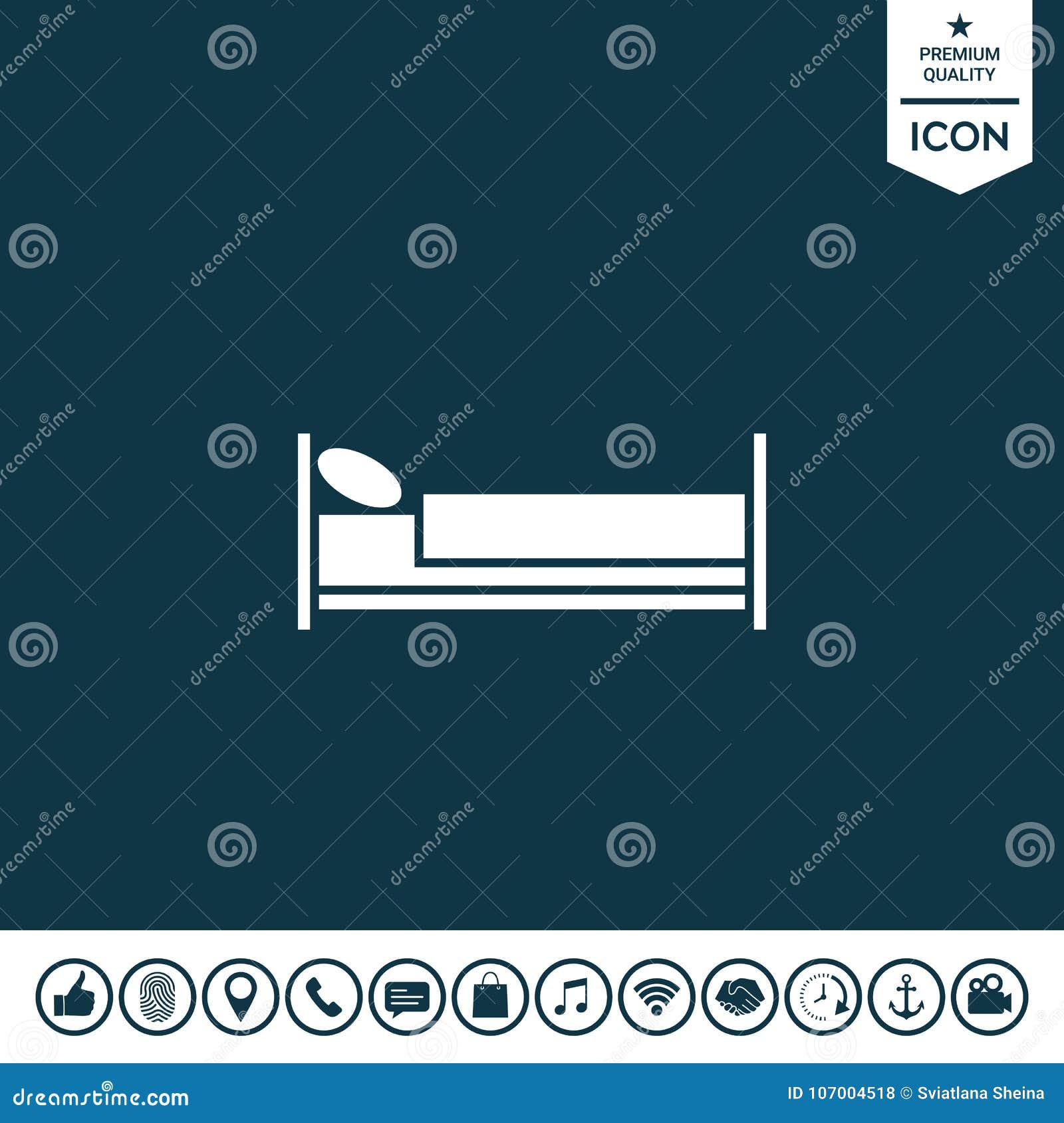 Bed symbol icon stock vector. Illustration of bedding - 107004518