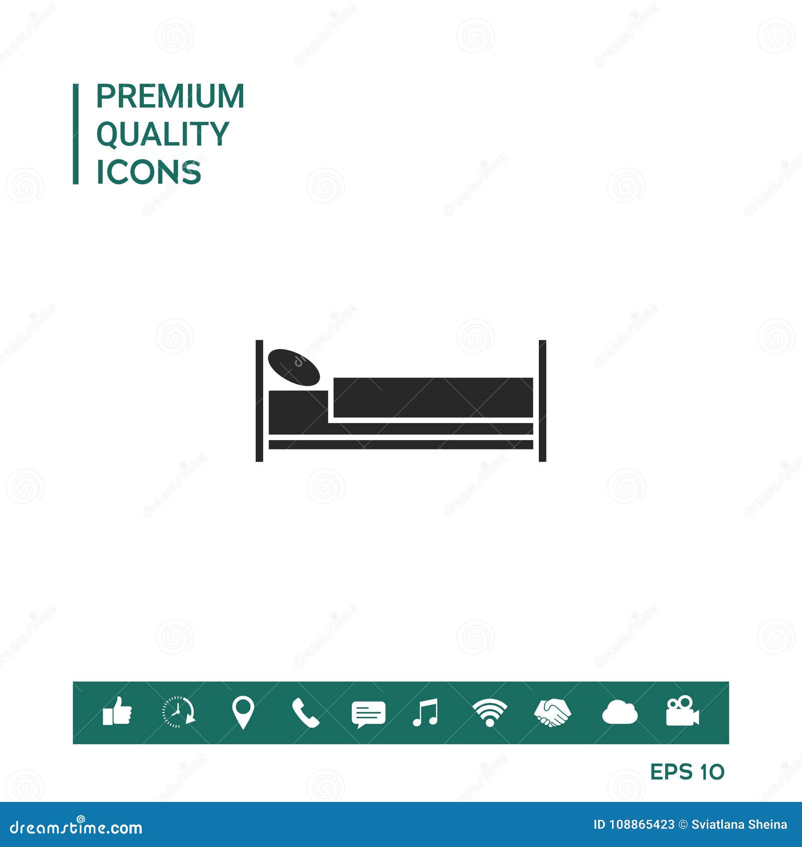 Bed symbol icon stock vector. Illustration of hostel - 108865423