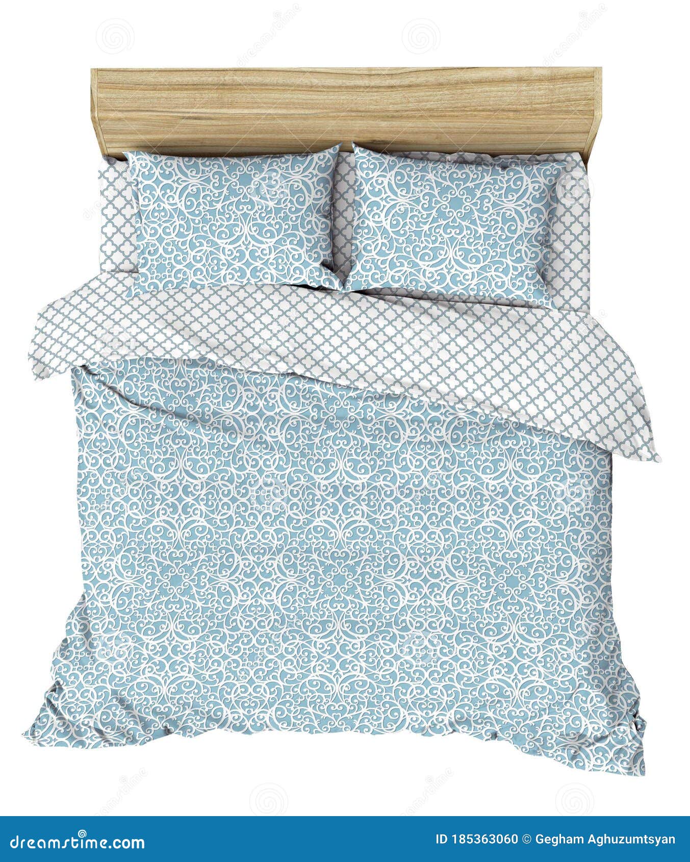 Bed Top View stock photo. Image of modern, morning, fabric - 185363060