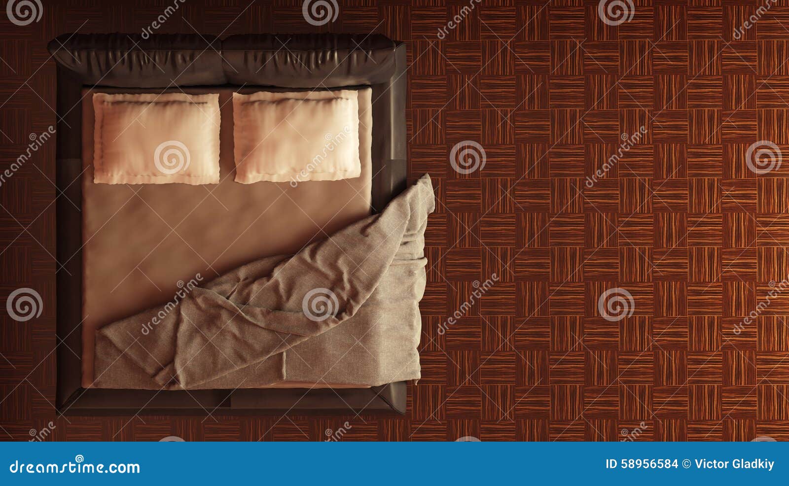 Bed Top View stock photo. Image of apartment, pillow - 58956584