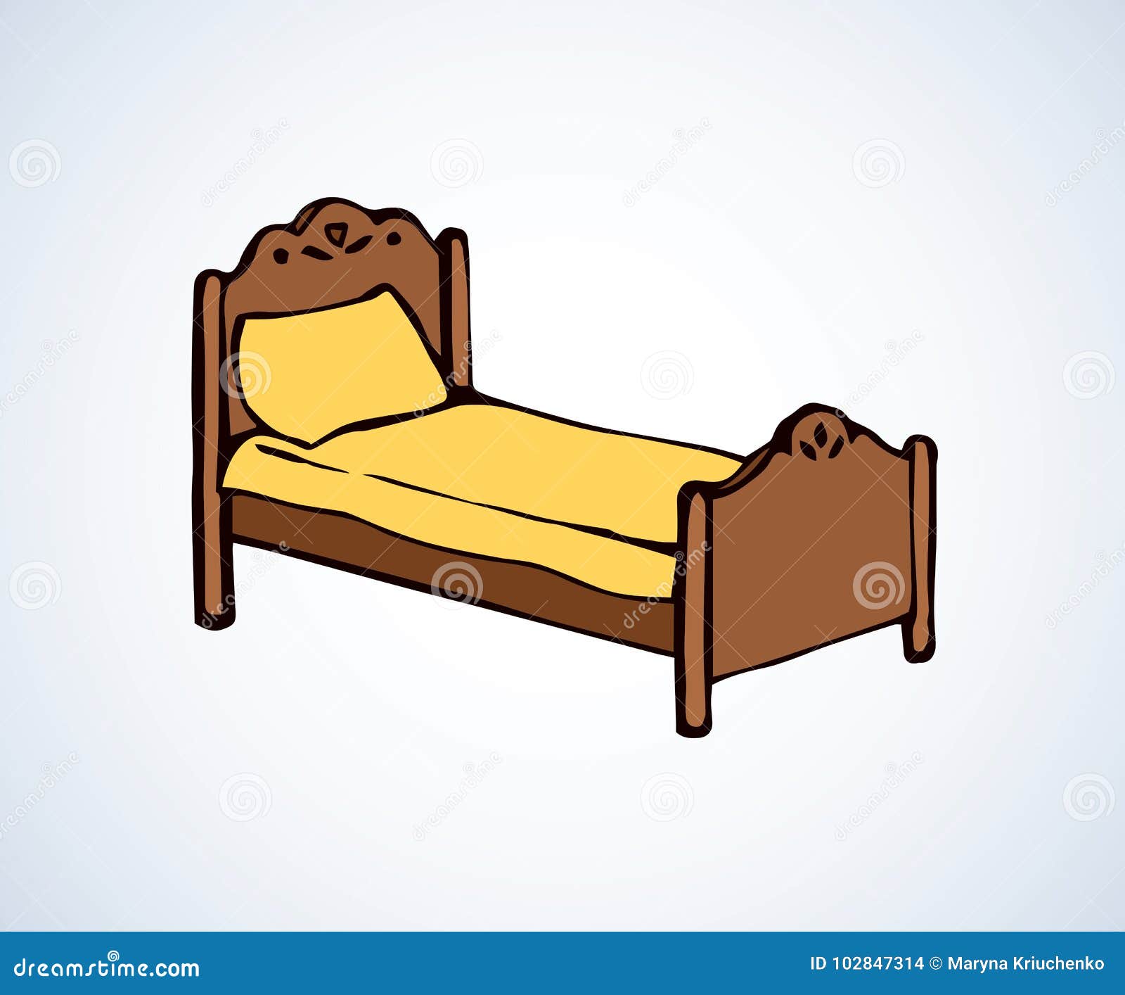 Bed Vector tekening vector illustratie. Illustration of kussen - 102847314