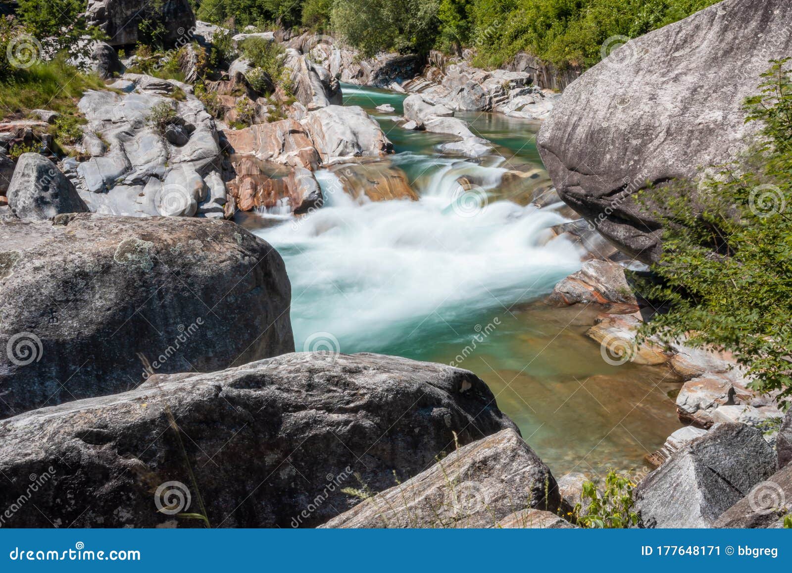 Bed of the Versasca River in Lavertezzo, Valle Versasca. the River with ...