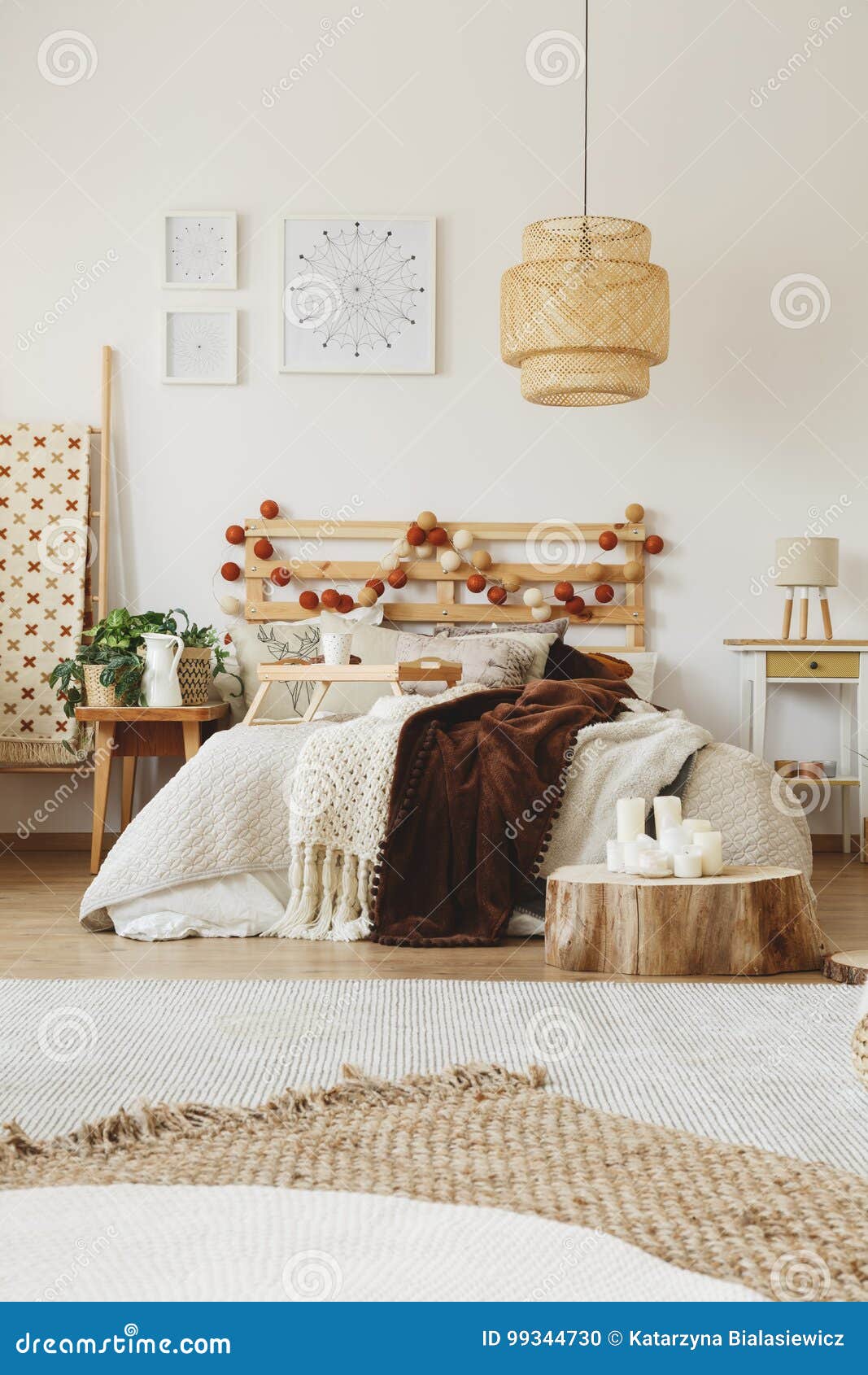Bed with warm blankets stock photo. Image of happiness - 99344730