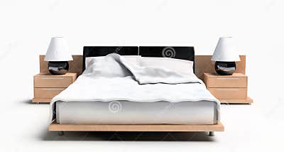 Bed on a white background stock illustration. Illustration of domestic ...
