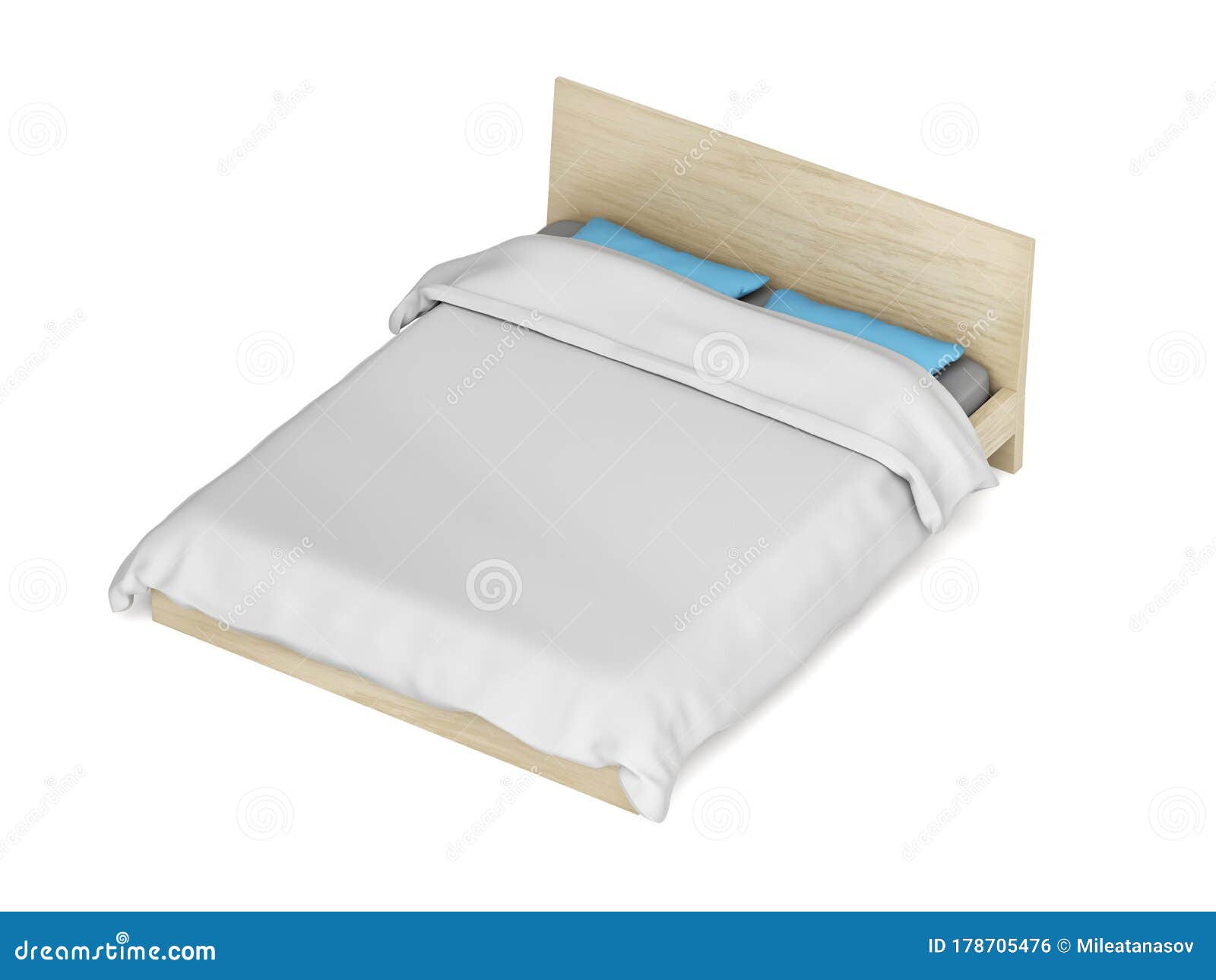 Bed on white background stock photo. Illustration of pillow - 178705476