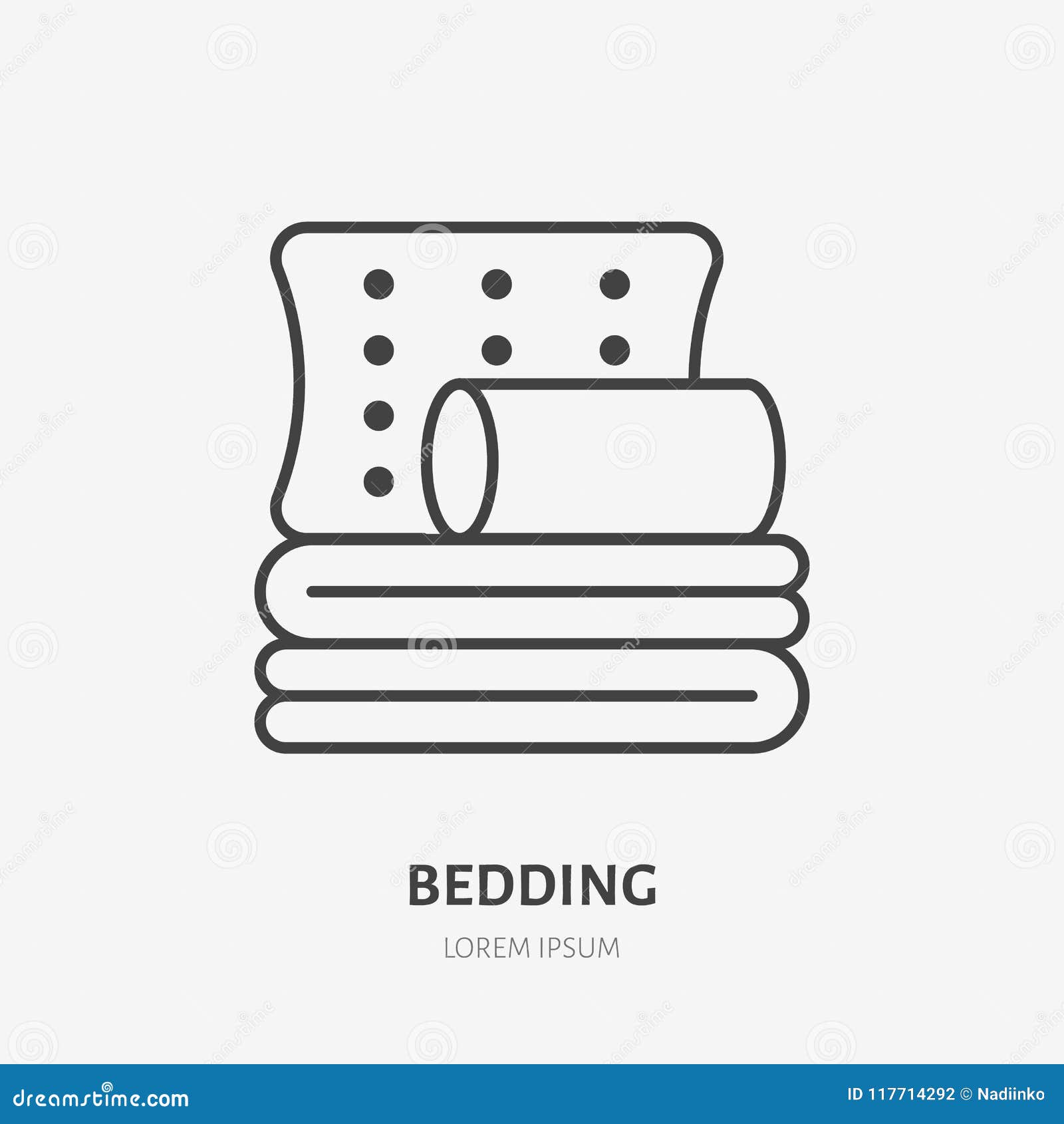 Bedding, Bedroom Decorations Flat Line Icon. Vector Illustration of ...