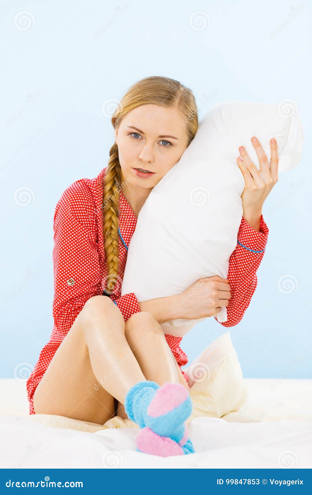 Young Woman Wearing Pajamas Hugging Soft Pillow Stock Image - Image of ... Young Woman Wearing Pajamas Hugging Soft Pillow Stock Image - Image of ...
