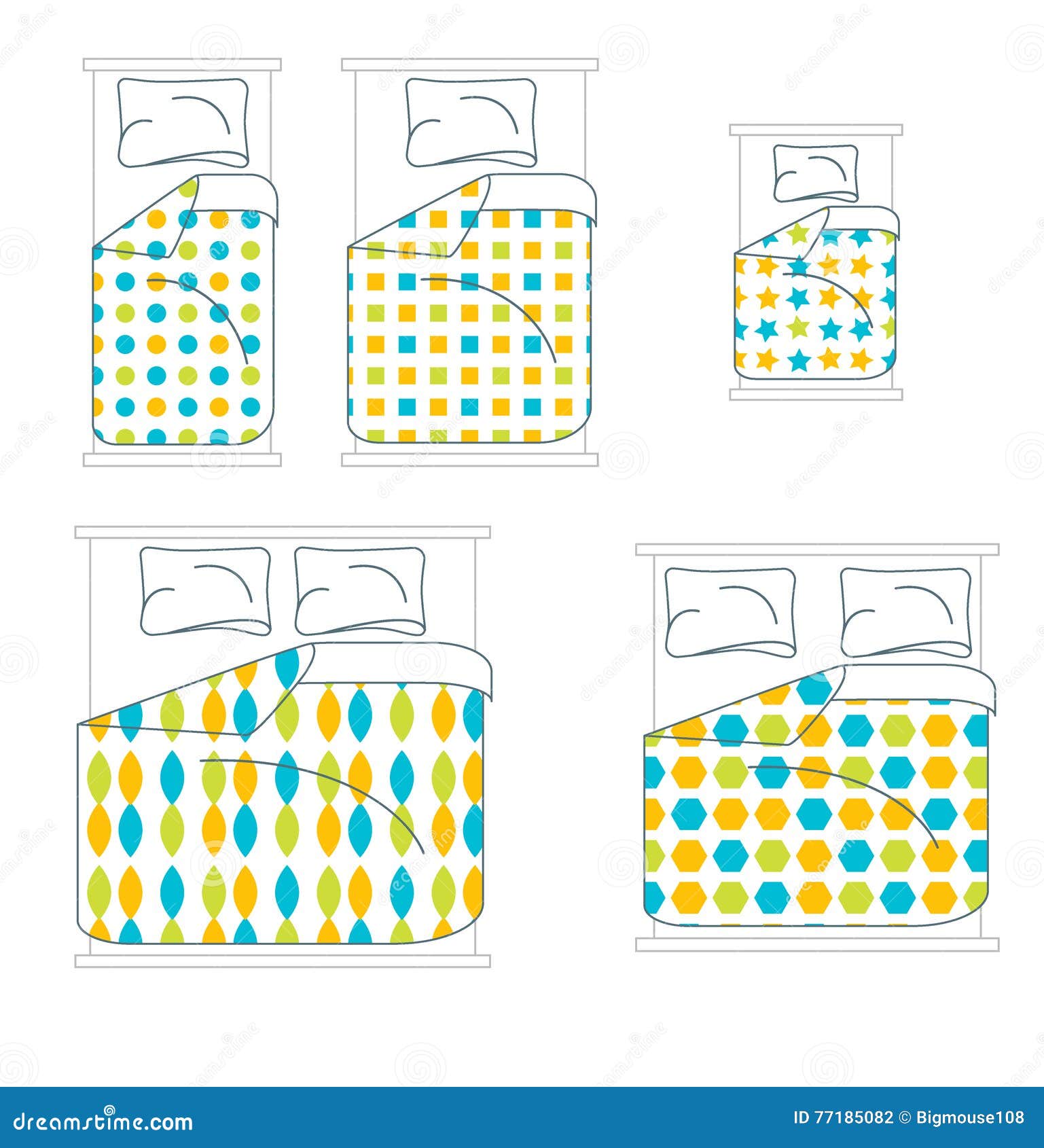 Bedding and Linen Set. Vector Stock Vector - Illustration of bedroom ...