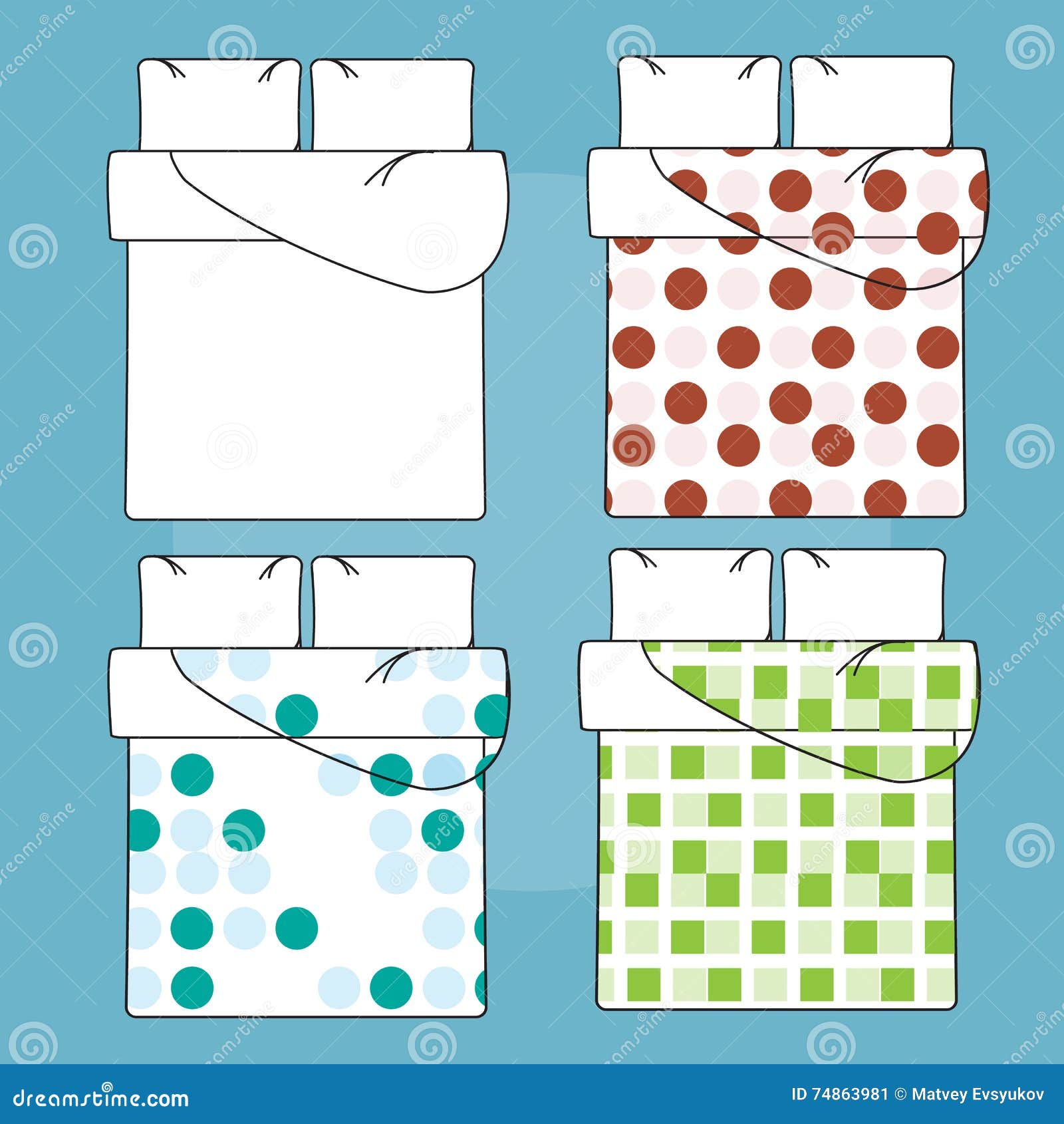 Bedding Mockup and Sample Patterns Fills Stock Illustration ...