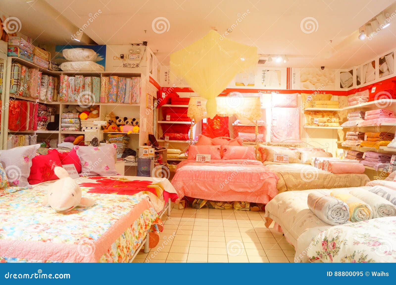 Bedding Sheets are Displayed in the Window Editorial Image - Image of ...