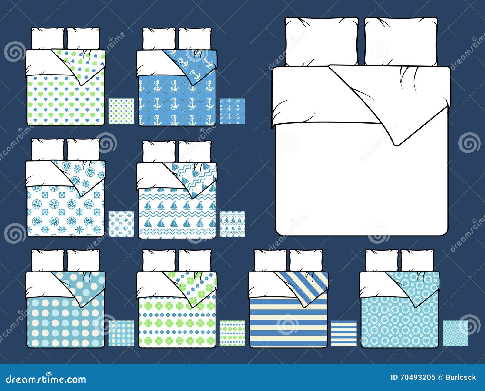 Bedding Vector Mockup and Sample Seamless Patterns Fills Stock Vector ...