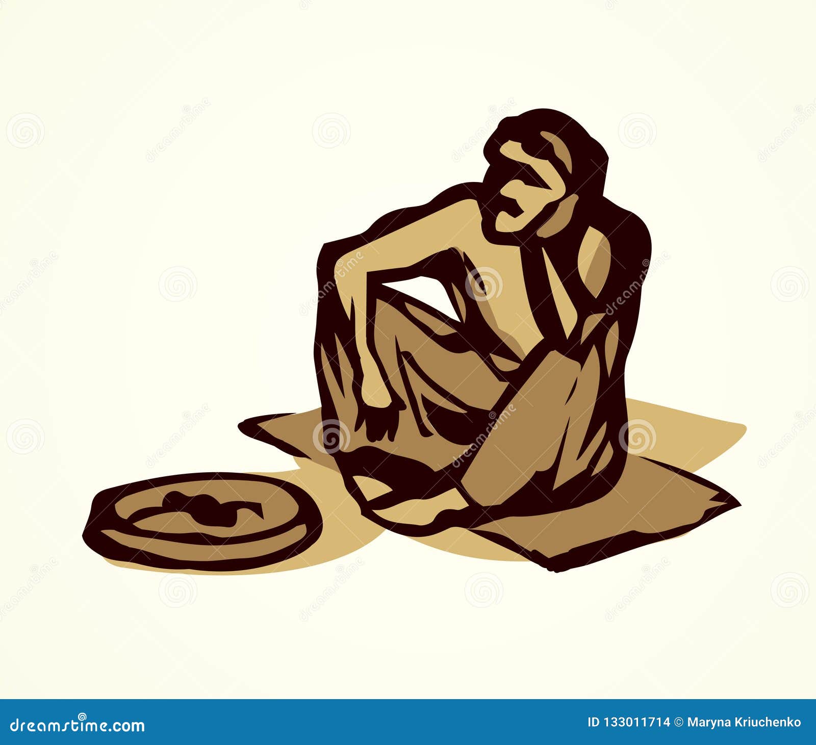 Bedelaar Vector tekening vector illustratie. Illustration of alleen ...