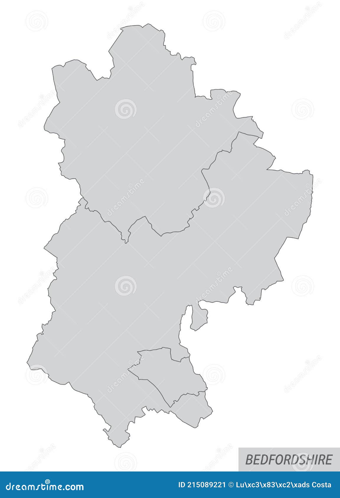 Bedfordshire County Map Region Outline Vector Illustration ...