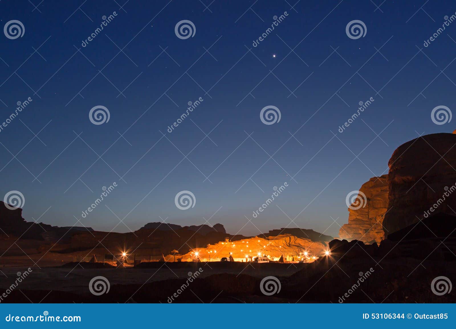 Bedouin Camp in the Wadi Rum Desert, Jordan, at Night Stock Photo ...