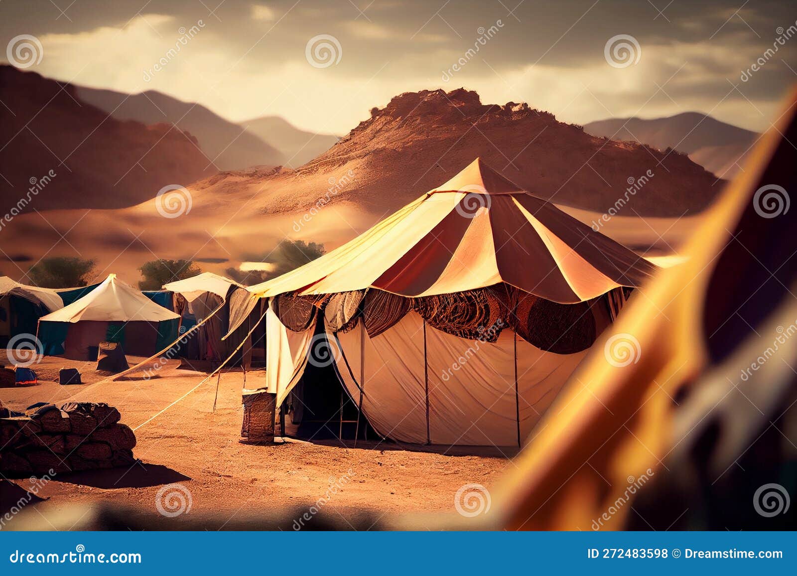 Bedouin Tent In An Oasis In The Desert At Night With Stars In The Sky ...