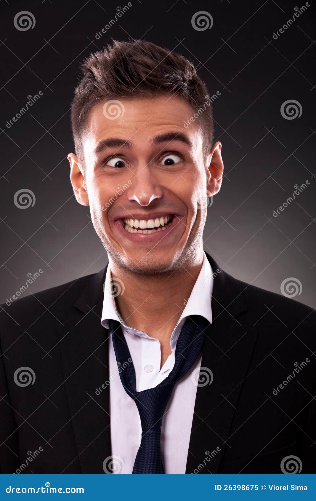 Bedrijfs Mens Die Een Dwaas Gezicht Maakt Stock Afbeelding Image Of