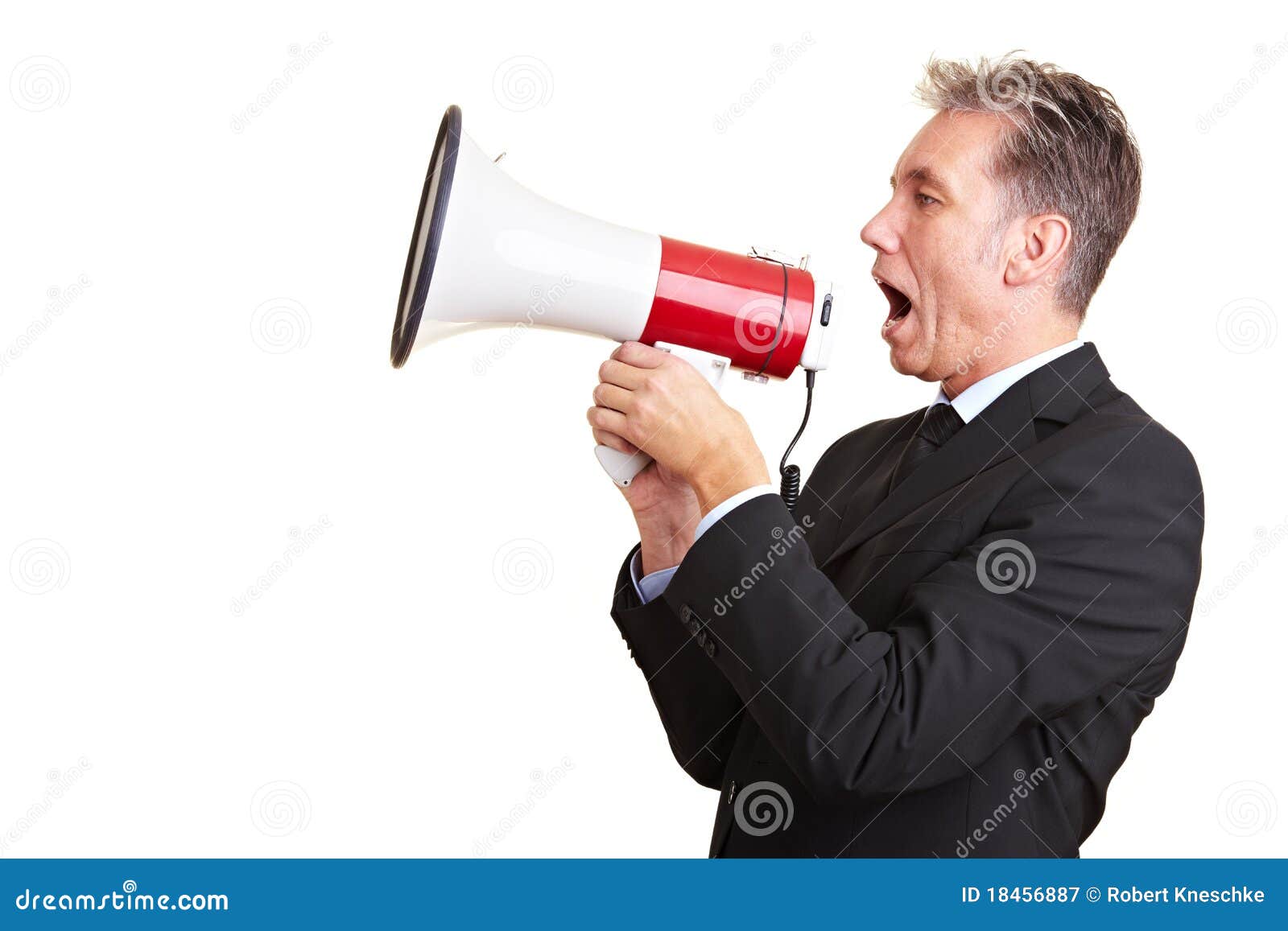 Bedrijfs Mens Die Een Megafoon Met Behulp Van Stock Afbeelding - Image ...