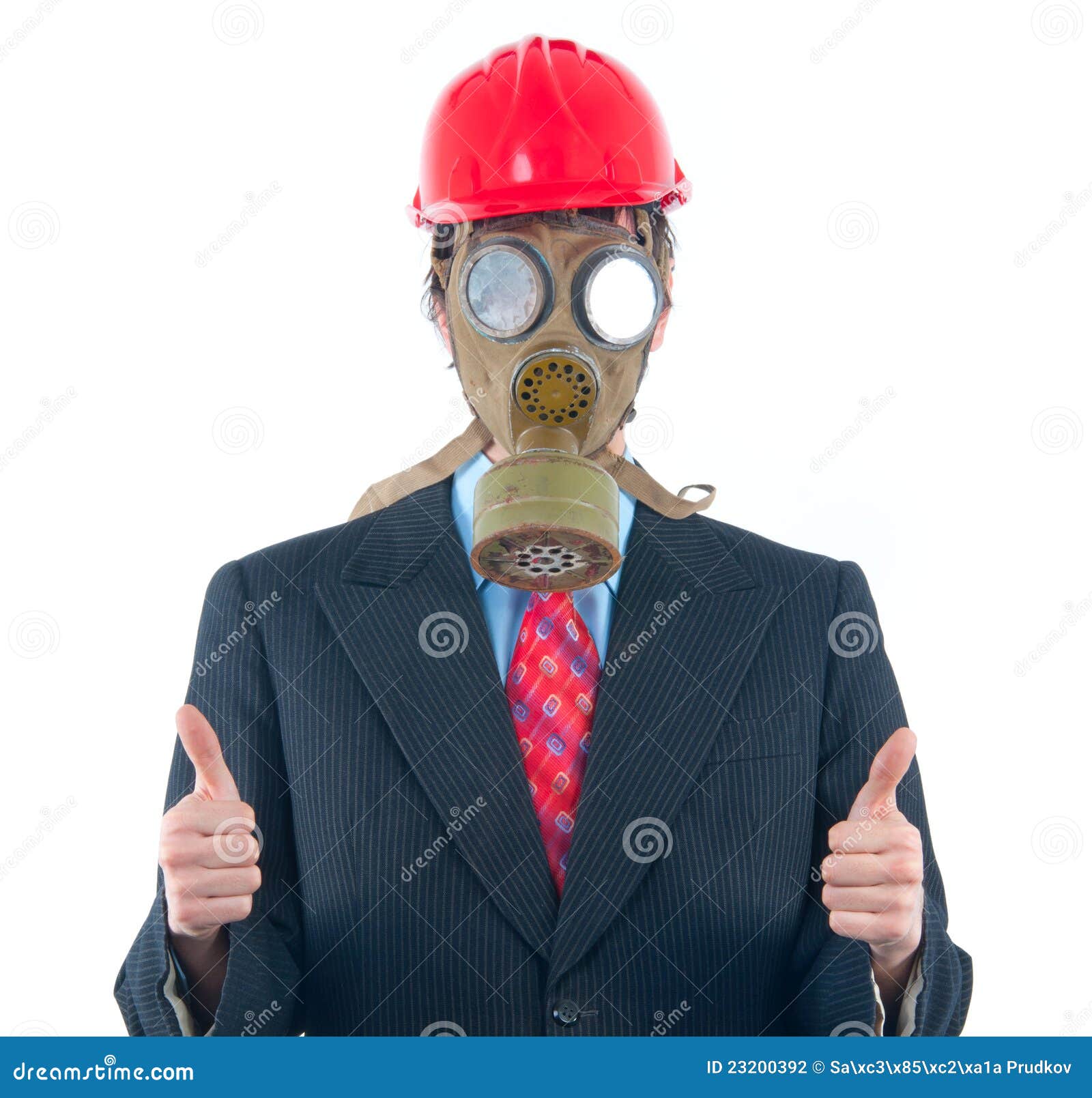 Bedrijfs Mens Met Gasmasker En Helm Stock Foto - Image of ...