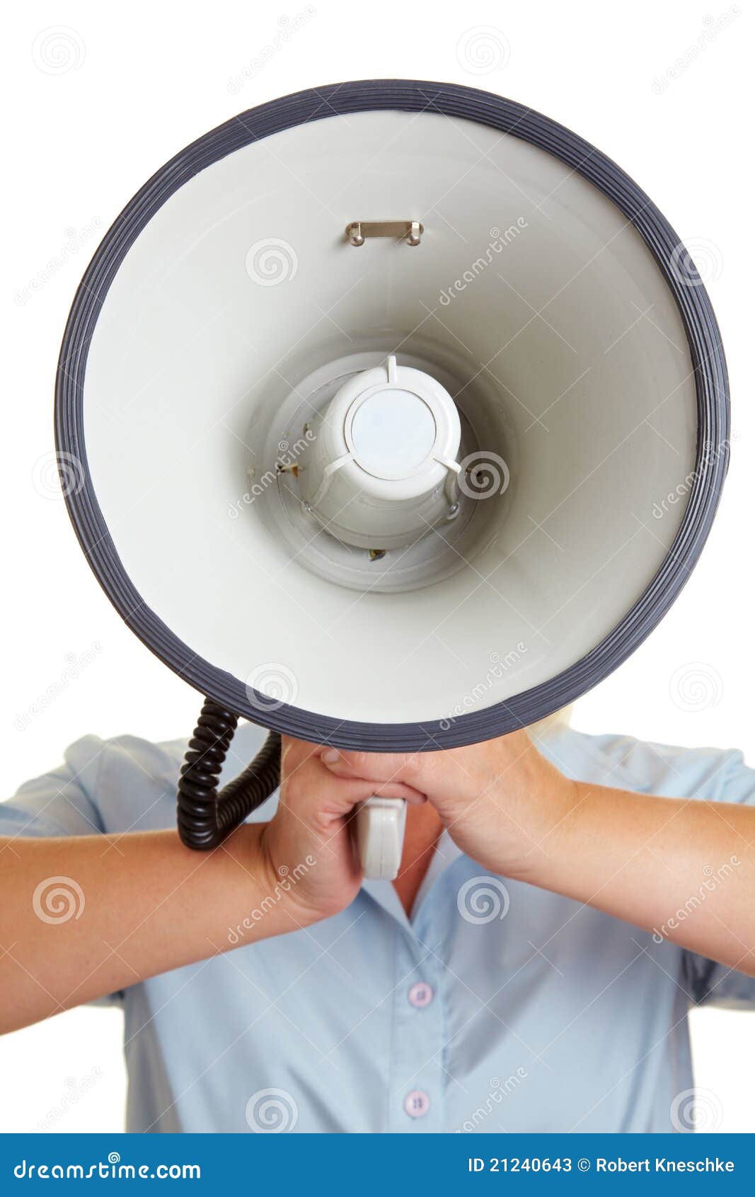 Bedrijfs Persoon Die Een Megafoon Met Behulp Van Stock Afbeelding ...