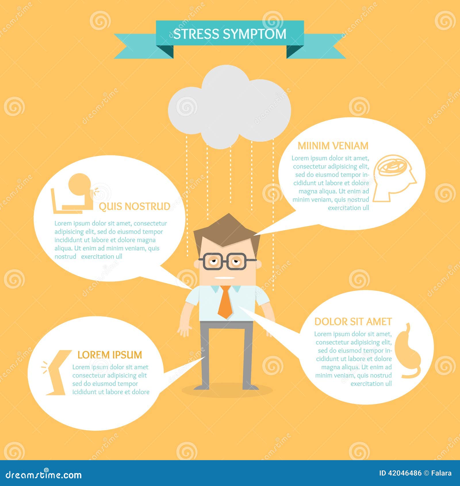 Bedrijfsmens Op Het Symptoom Van De Gezondheidsspanning Vector ...