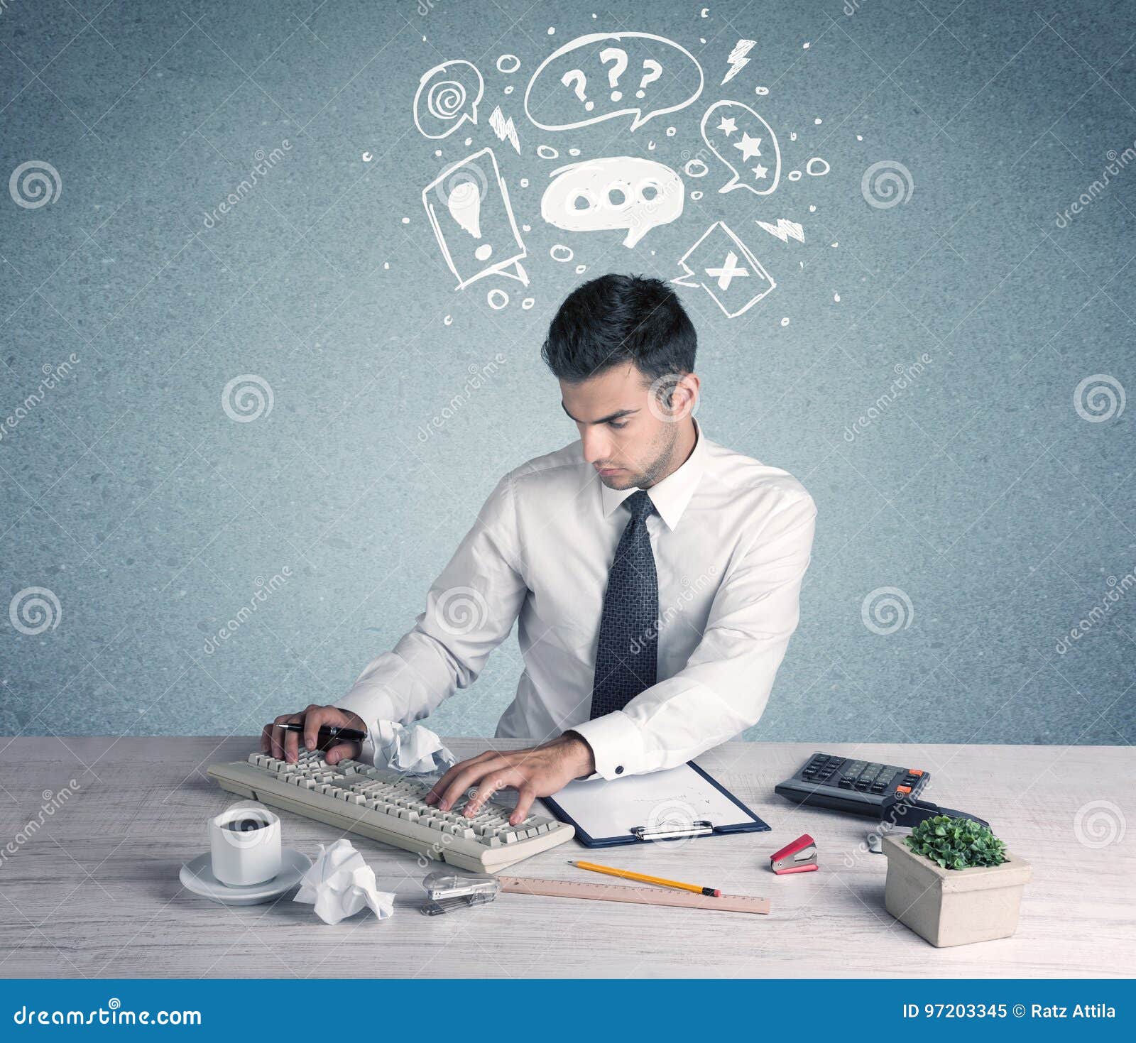 Bedrijfspersoon in Twijfel En Verward Stock Afbeelding - Image of ...