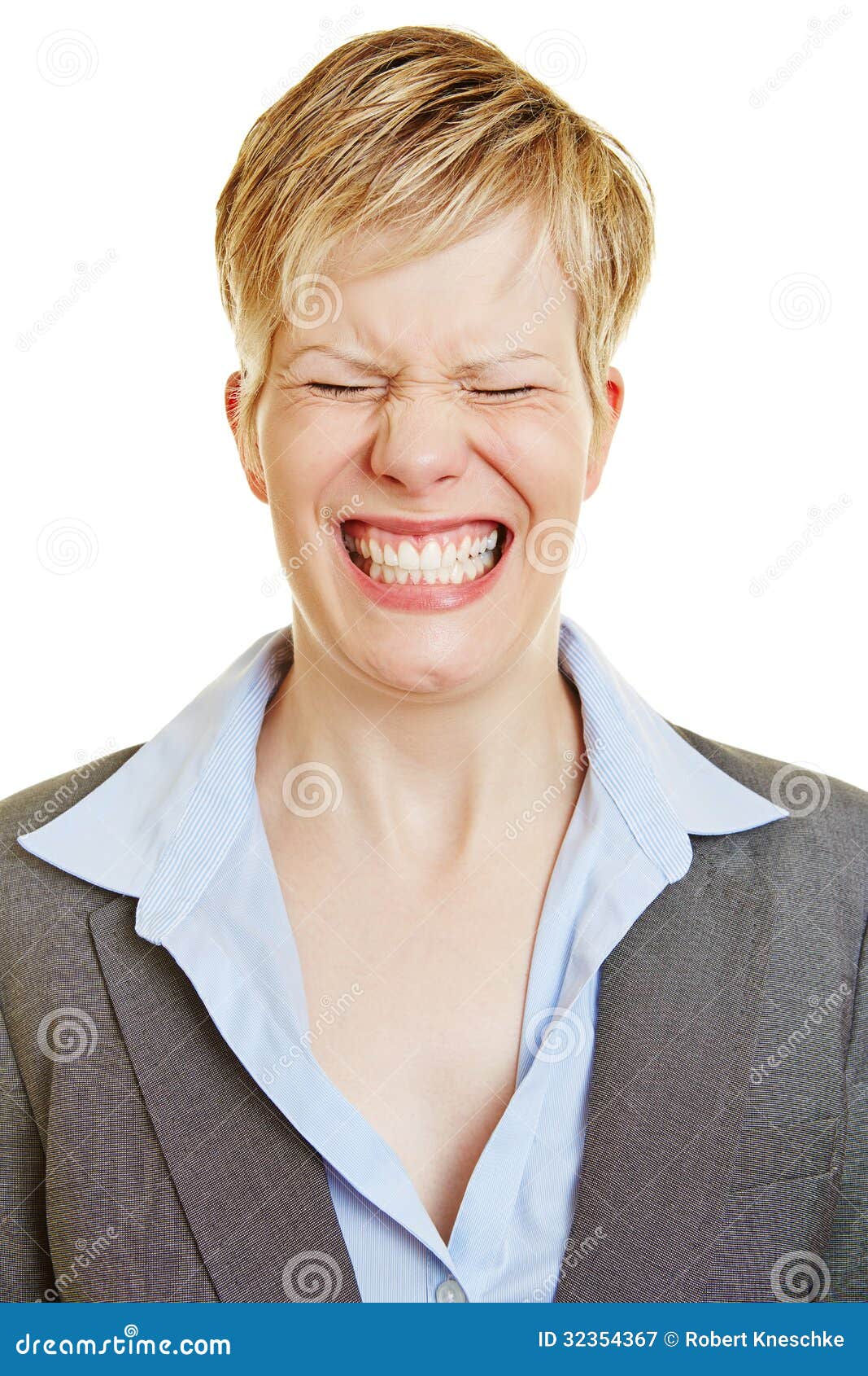 Bedrijfsvrouw Die Grimas Maken Stock Afbeelding - Image of mond, mensen ...