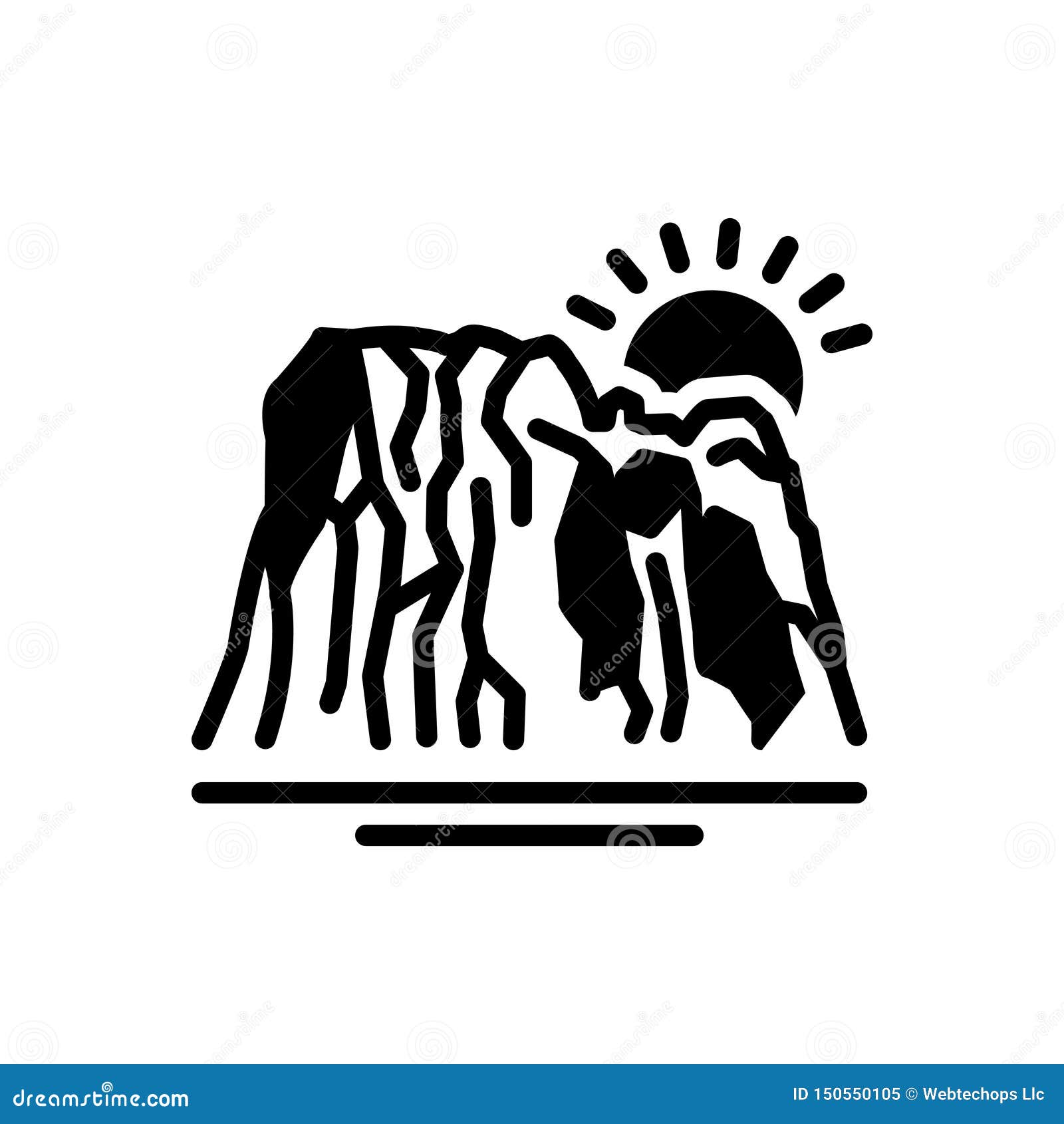 Black Solid Icon for Bedrock, Basis and Foundation Stock Vector ...