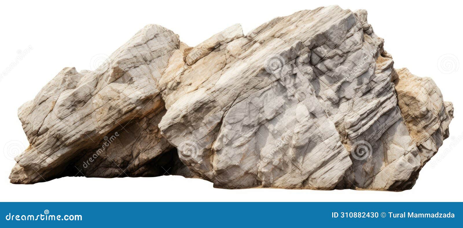 Bedrock Outcrop Surrounded by Limestone Rocks on White Background Stock ...