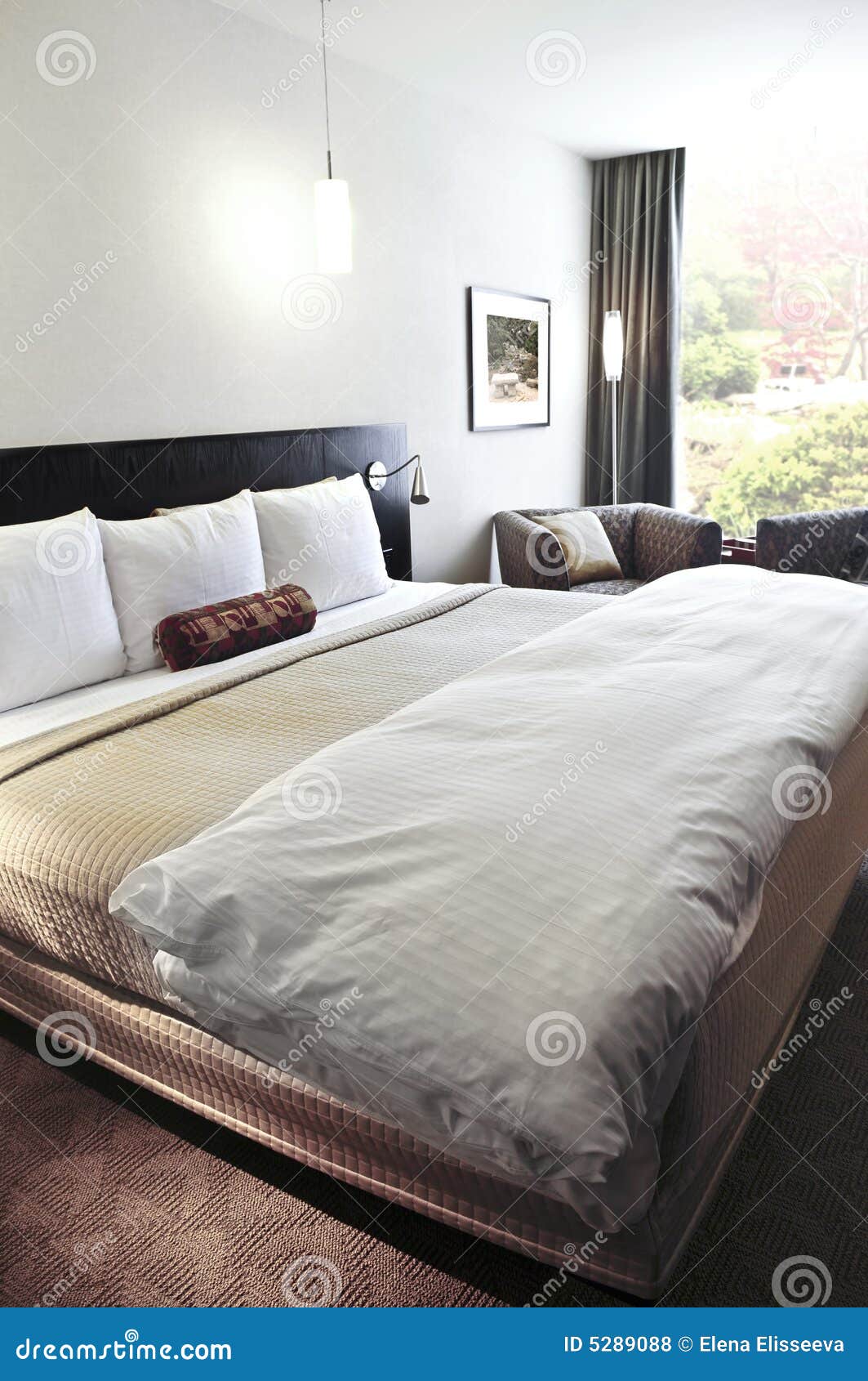 Bedroom with Comfortable Bed Stock Photo - Image of furnishings ...