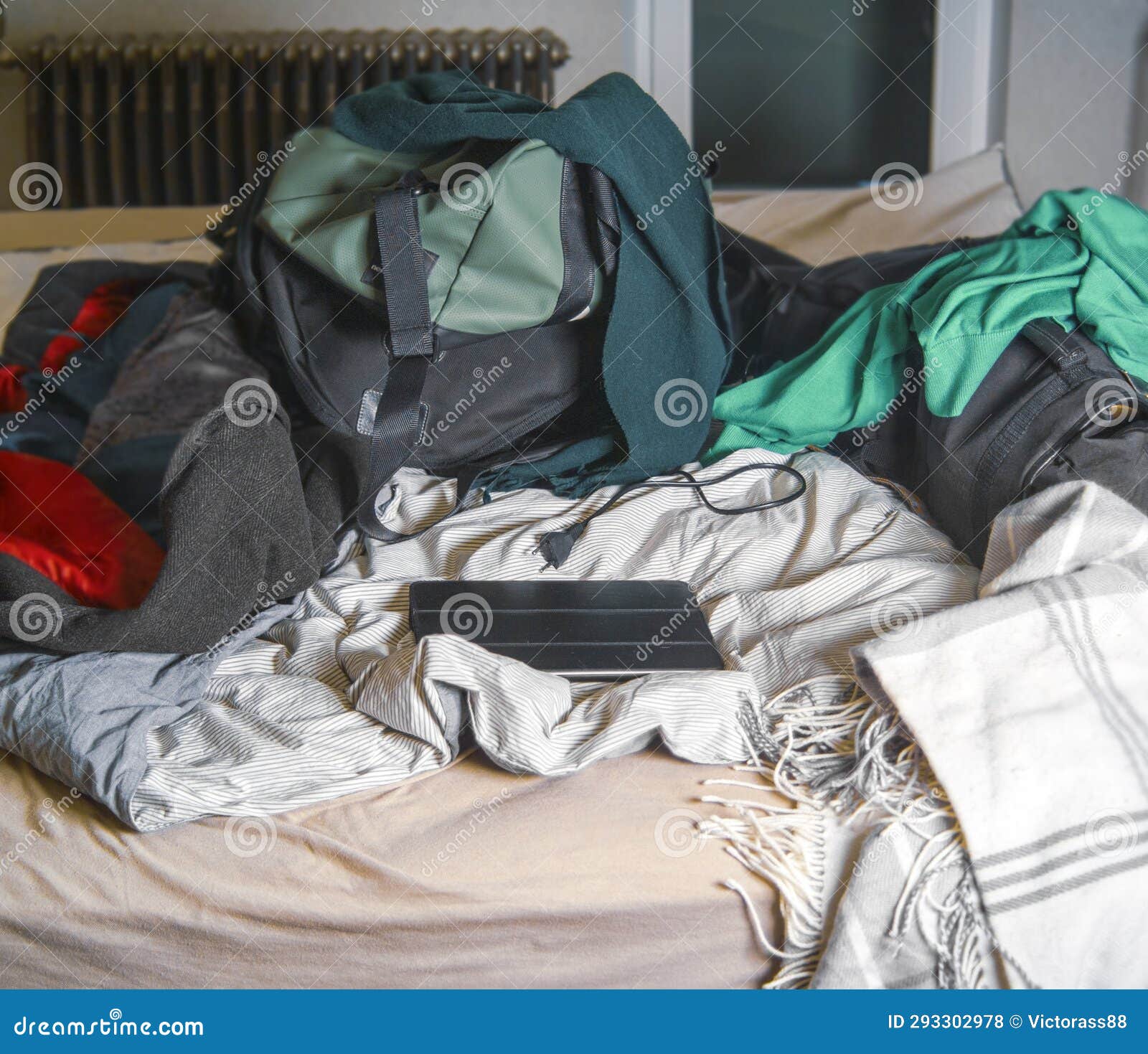 Bedroom in complete mess stock photo. Image of mess - 293302978